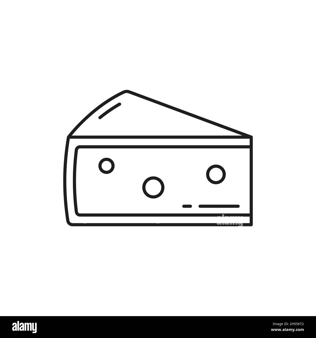 Triangle of Swiss cheese isolated dairy food thin line icon. Vector ...