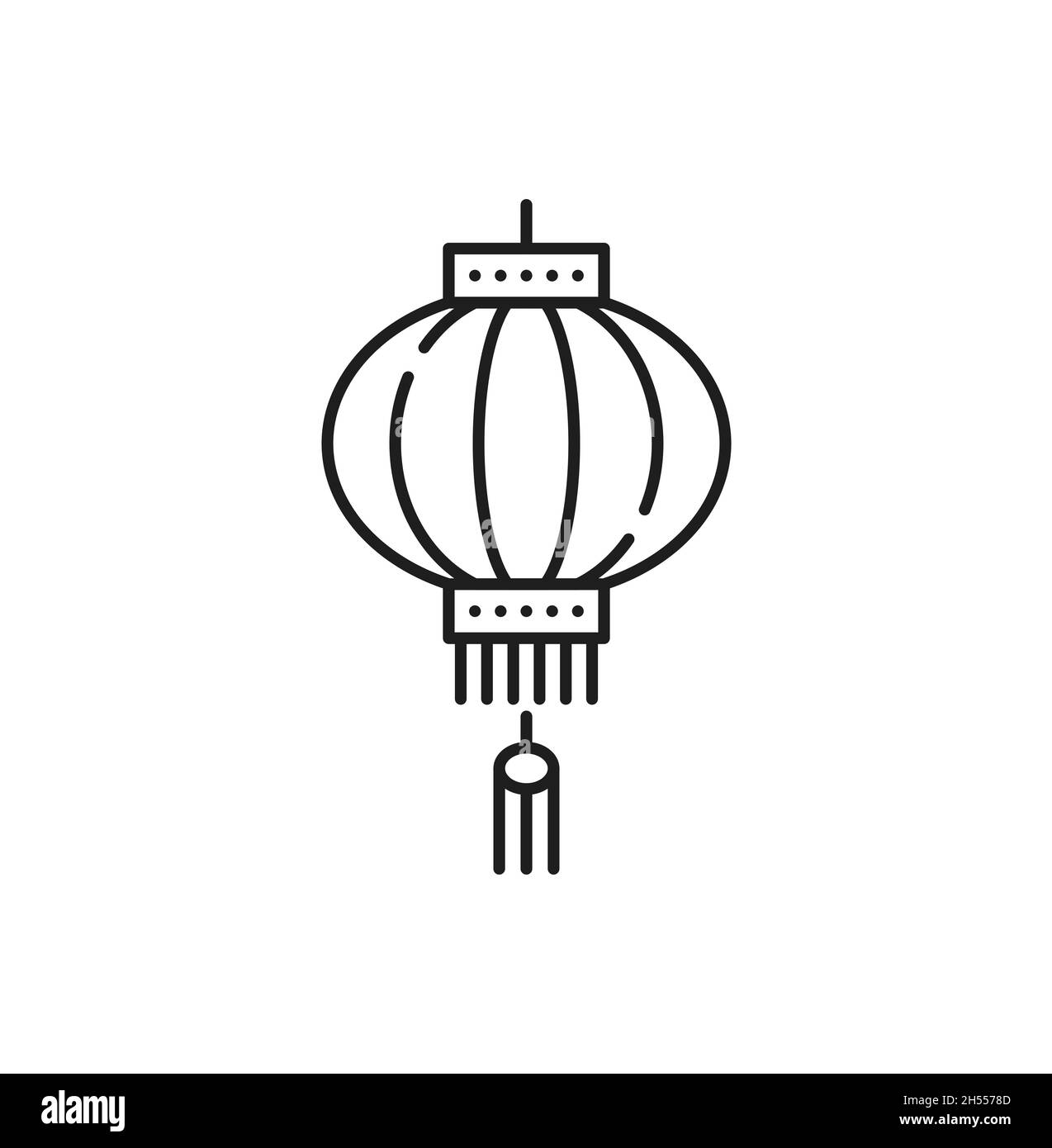 Chinese New Year lantern hanging paper lamp isolated thin line icon ...