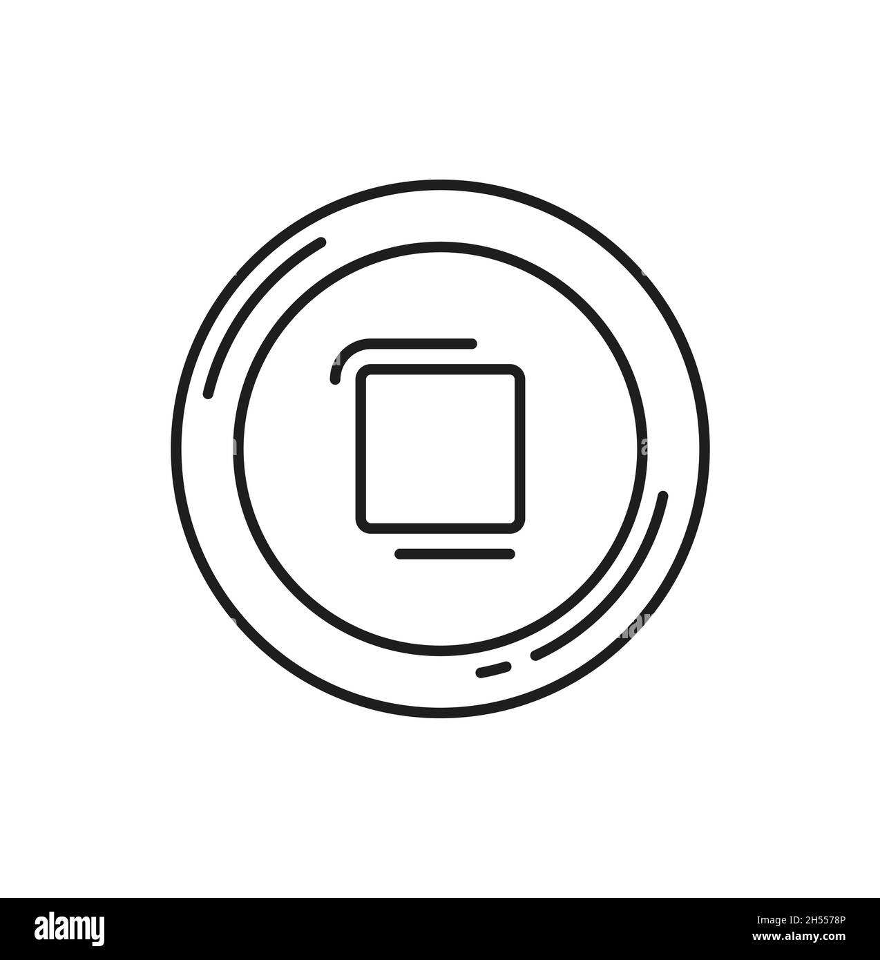 Oriental coin with aperture on the middle isolated thin line icon ...