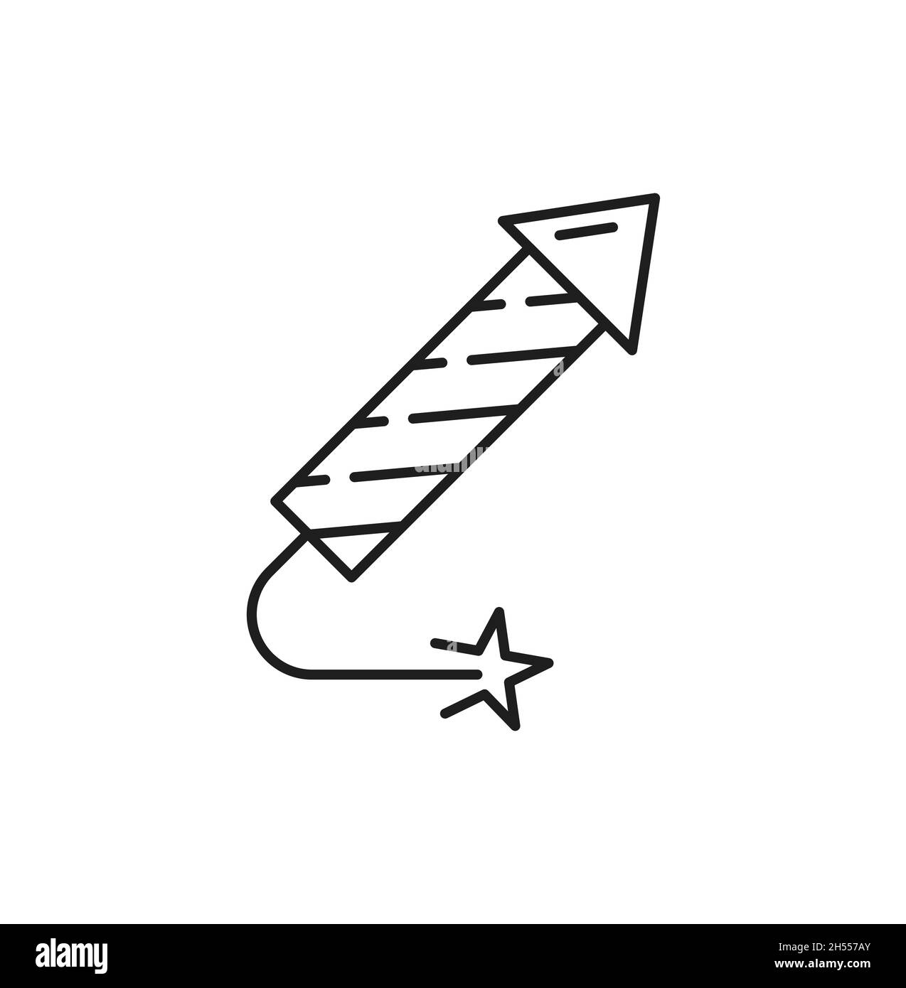 Rocket firecracker isolated thin line icon. Vector New Year and ...