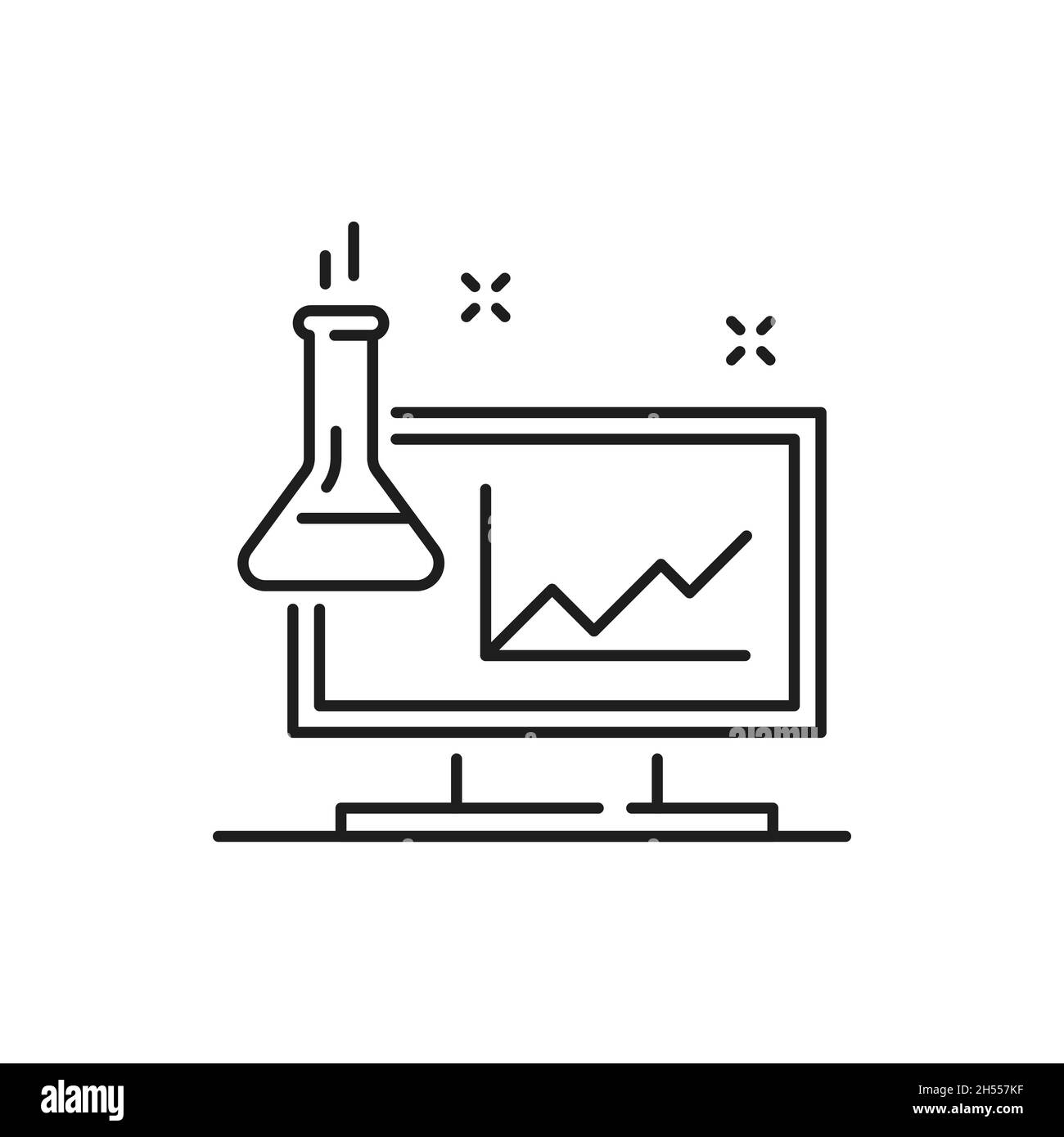 Laboratory equipment computer screen with charts and glassware ...