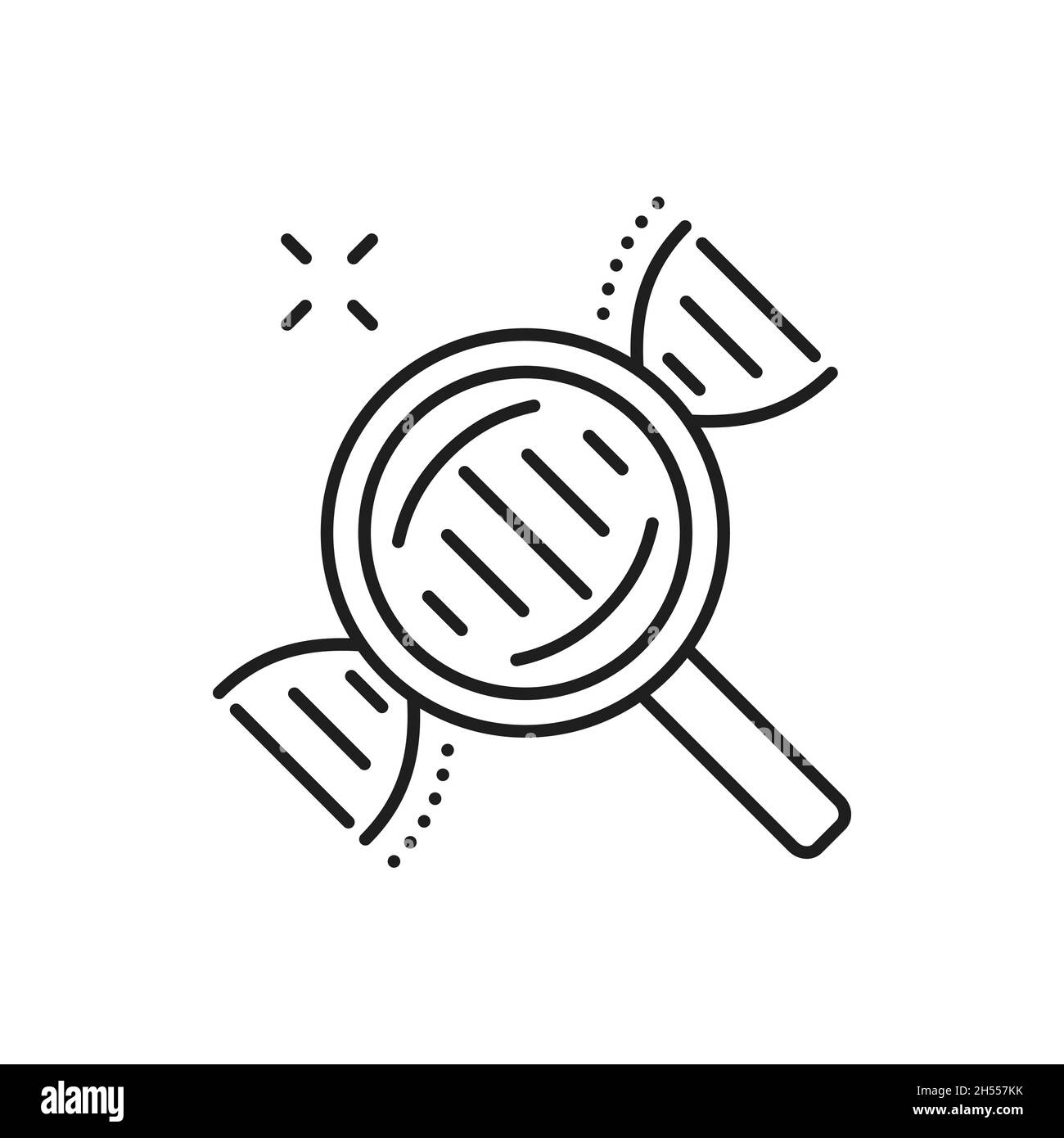 Magnifying glass investigate dna chromosome isolated thin line icon ...
