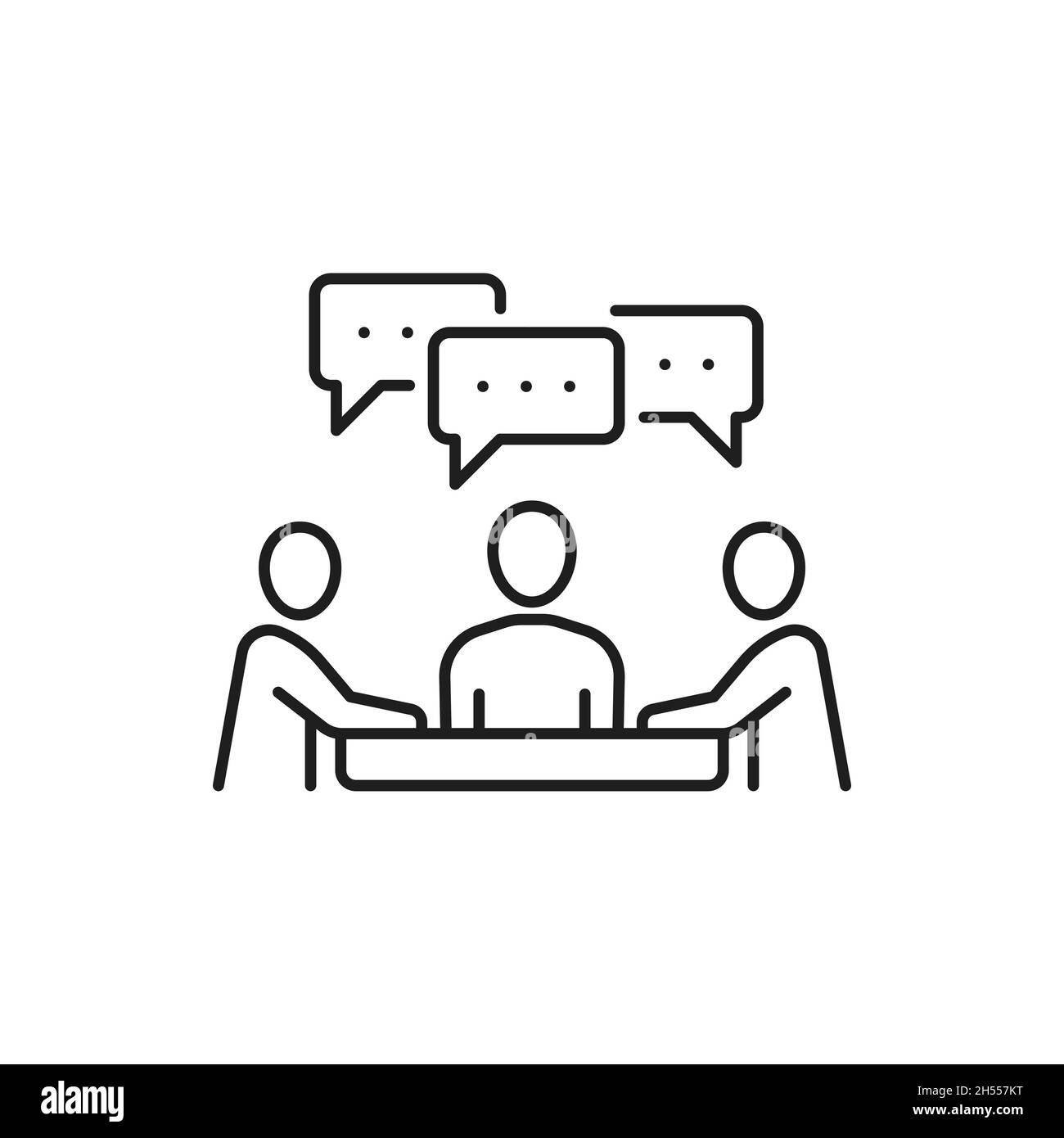 Brainstorming and business issues discussion isolated thin line icon ...
