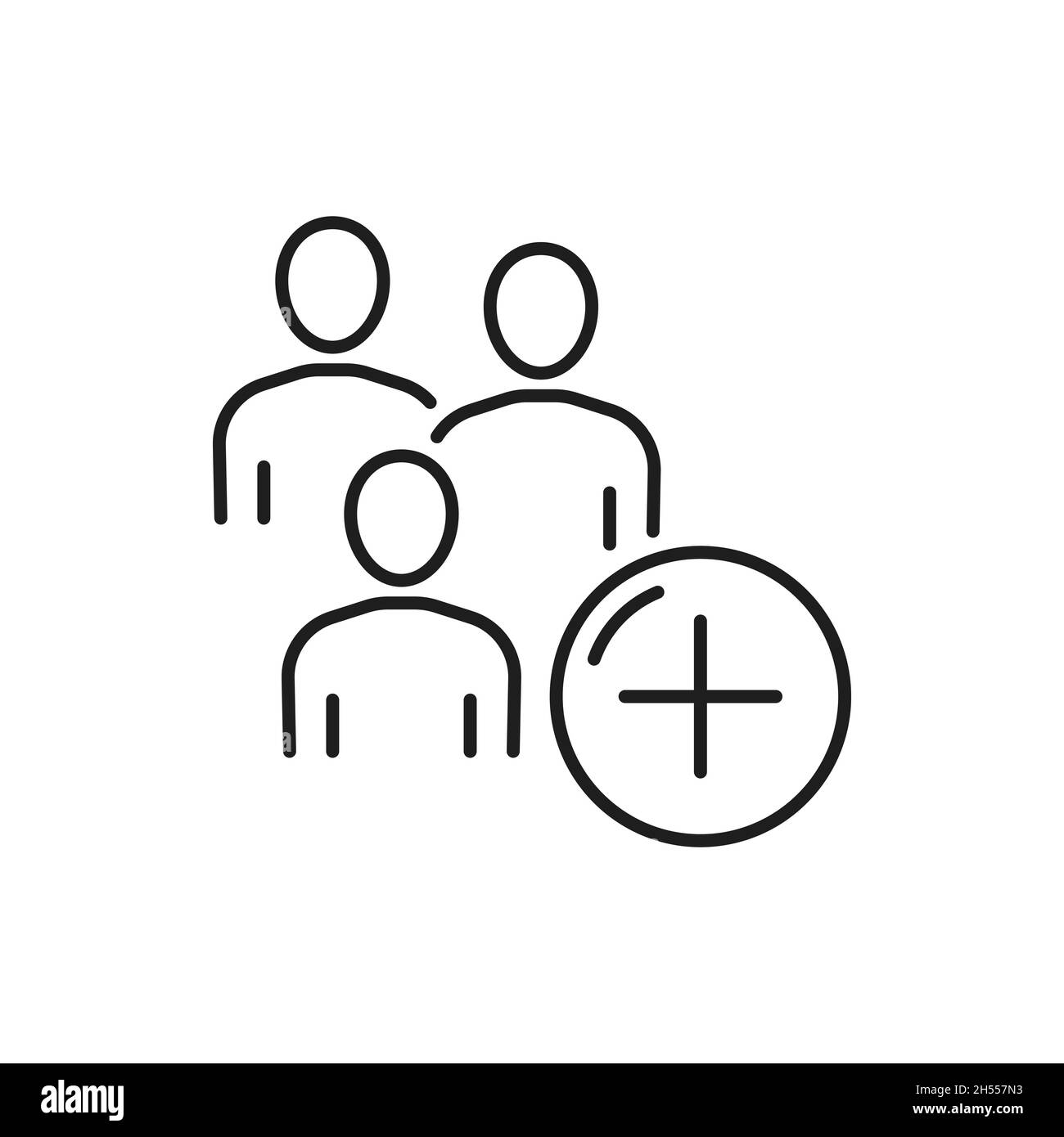 Group of people with plus sign isolated thin line icon. Vector business ...