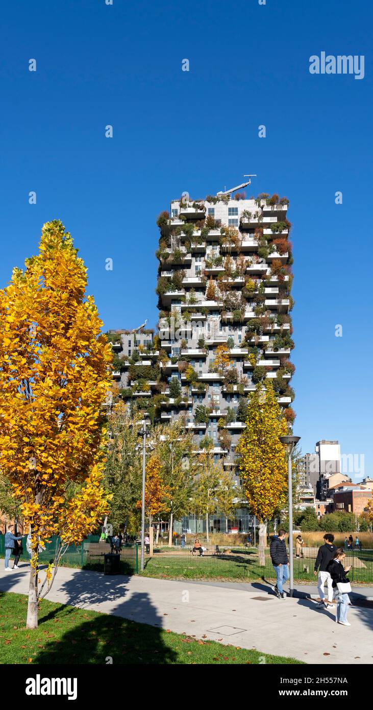 Milano, Italy. Bosco Verticale, view at the modern and ecological ...