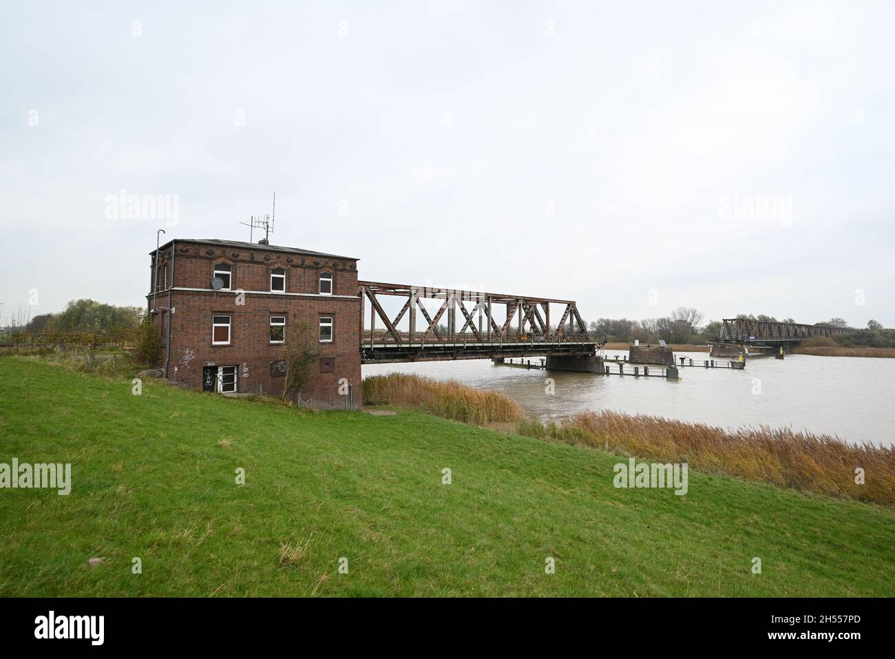 Weener, Germany. 06th Nov, 2021. The destroyed Friesen Bridge on the ...
