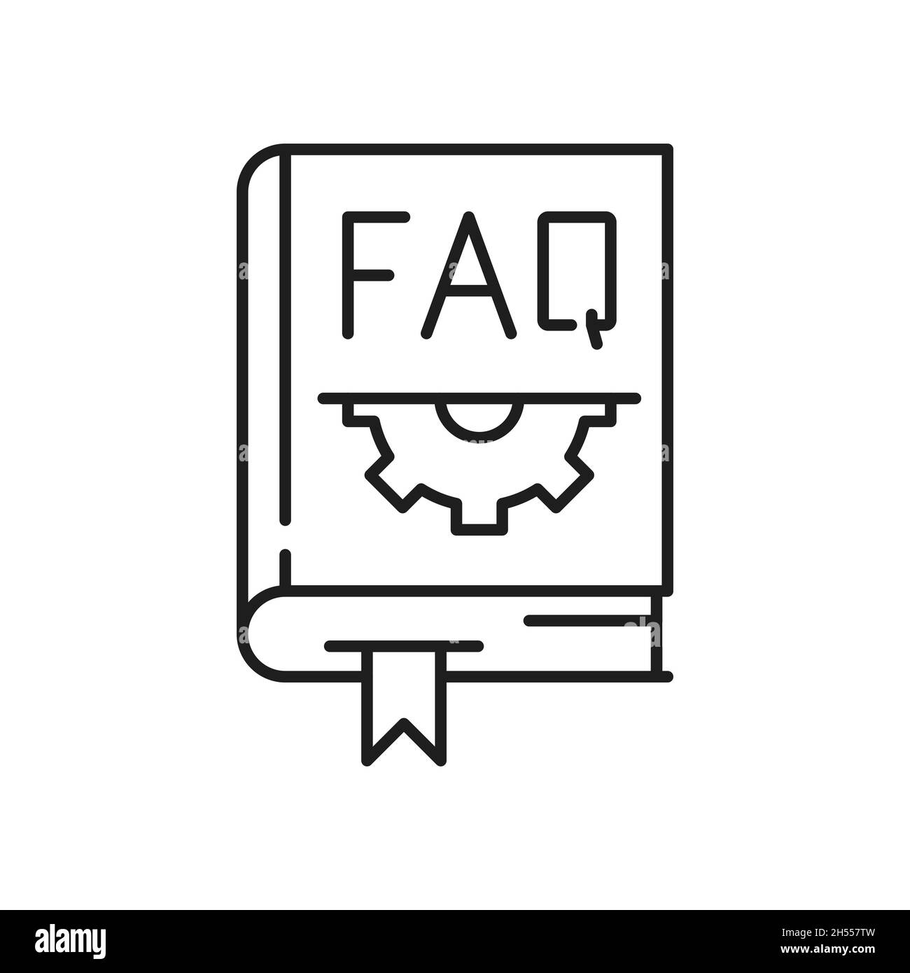 Closed help book with frequently asked questions and gear cogs settings ...