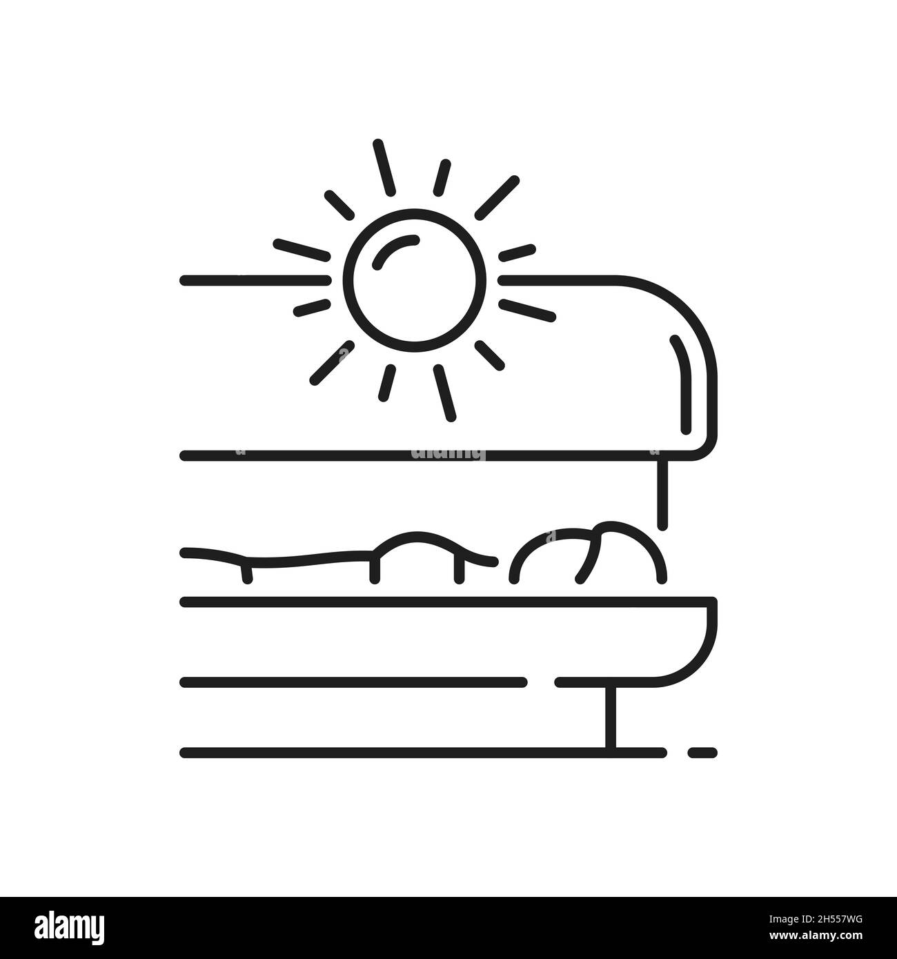 Tanning procedure at spa salon lady in sunroom isolated outline icon ...