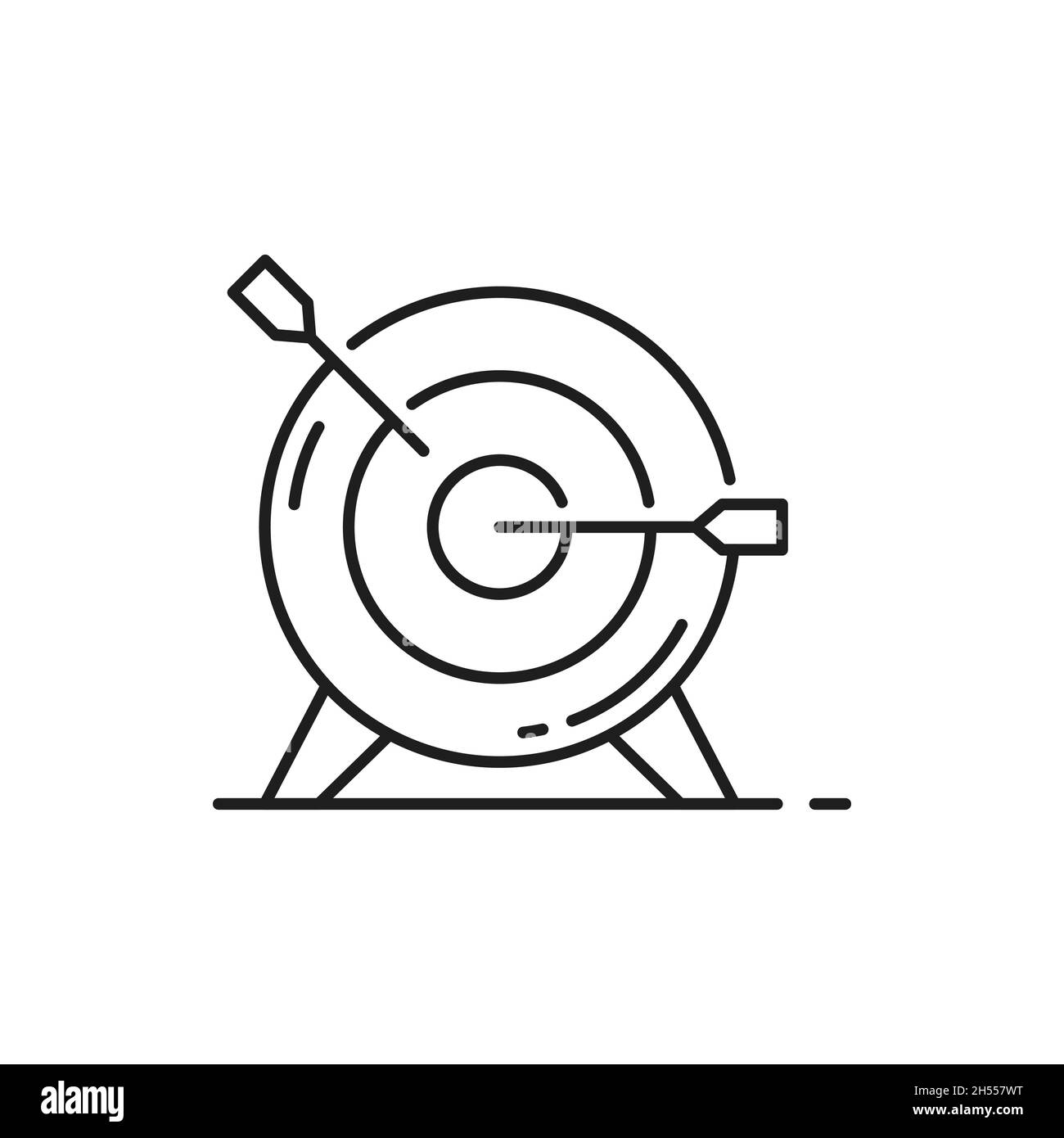 Target with arrow, standing on tripod isolated outline icon. Vector ...