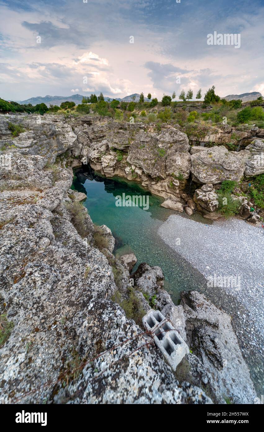 In late summer the Cijevna Falls and riverbed are inactive due to low ...