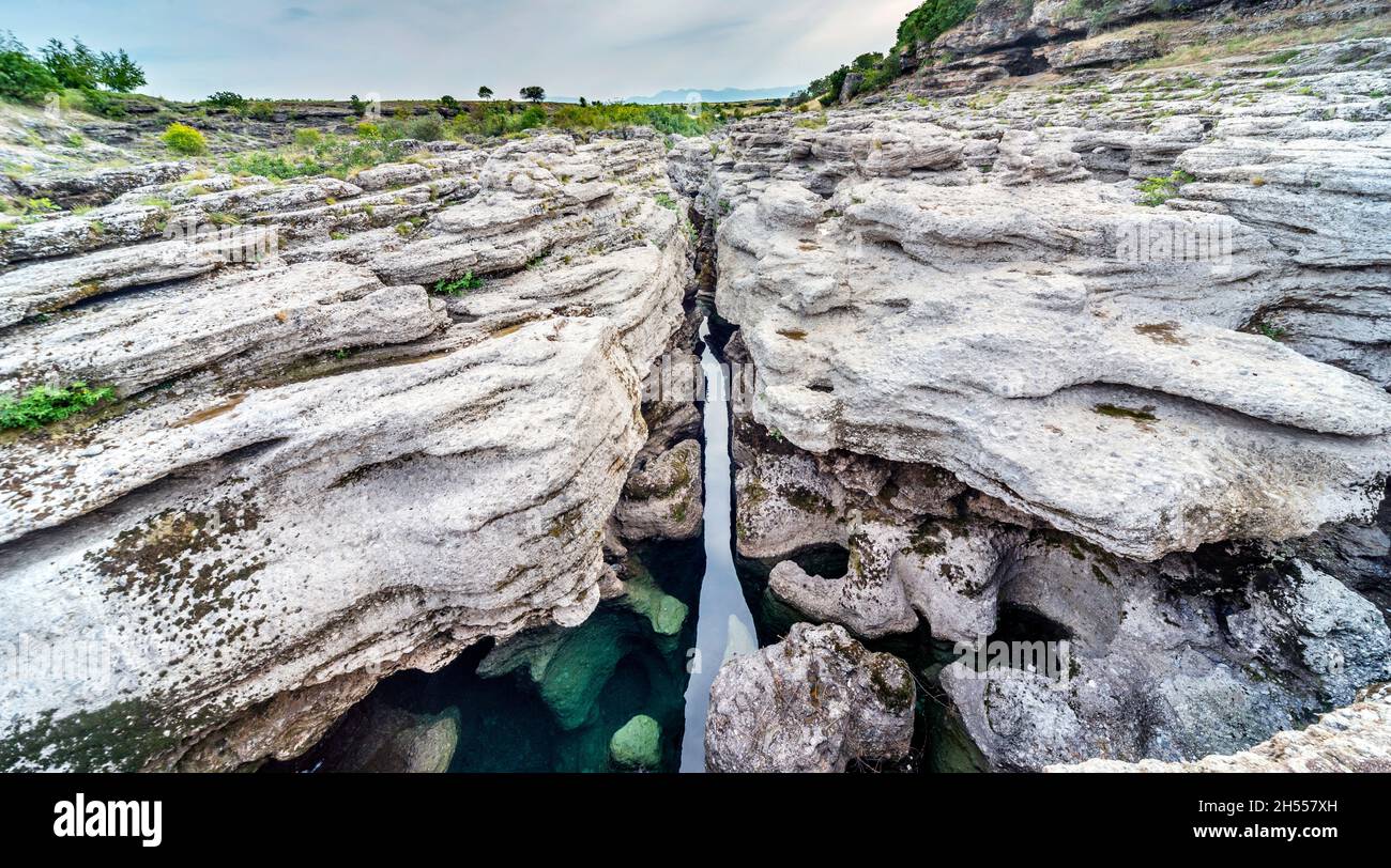 In late summer the Cijevna Falls and riverbed are inactive due to low ...
