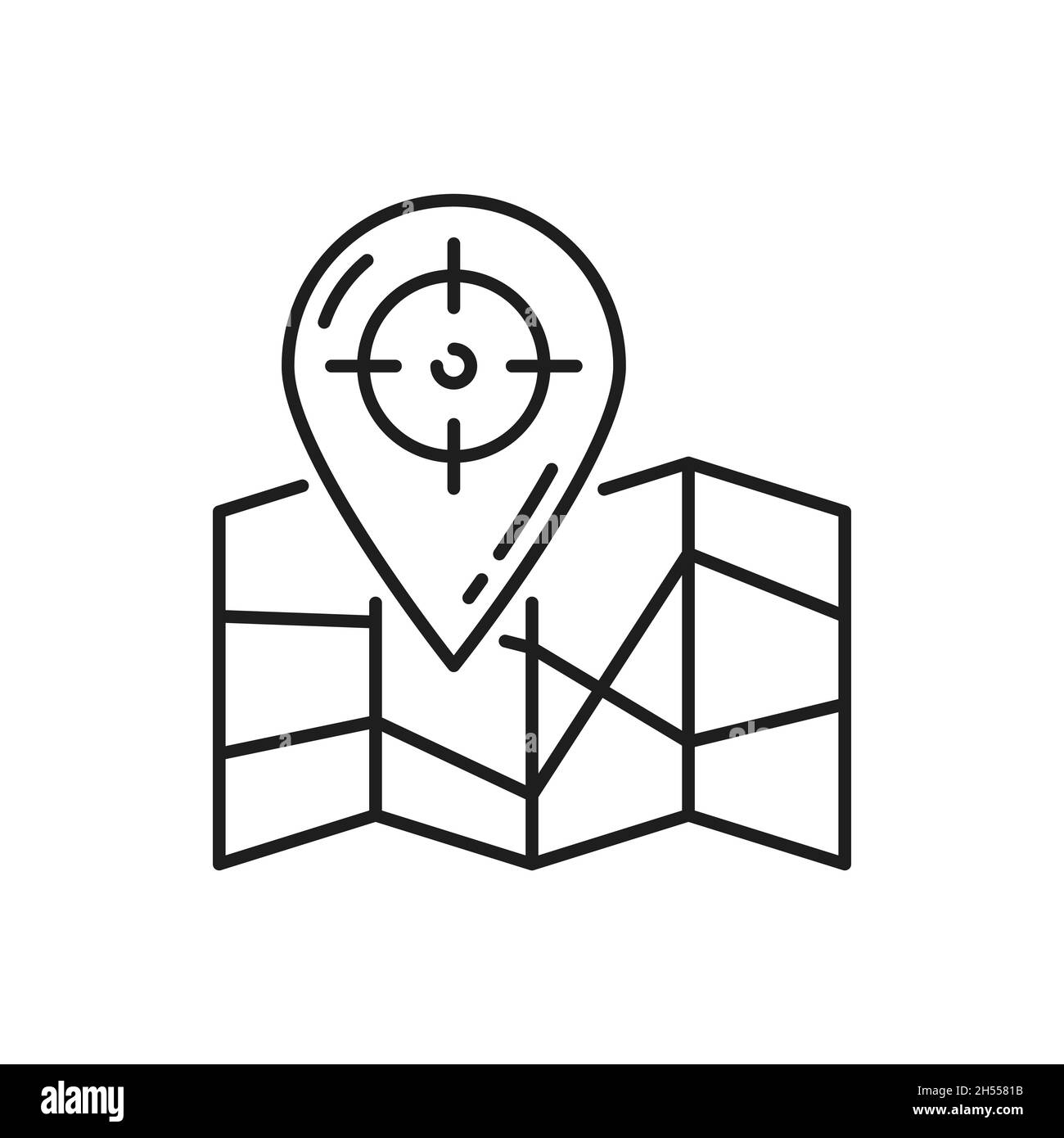 Road or city map with route planner navigation isolated outline icon ...