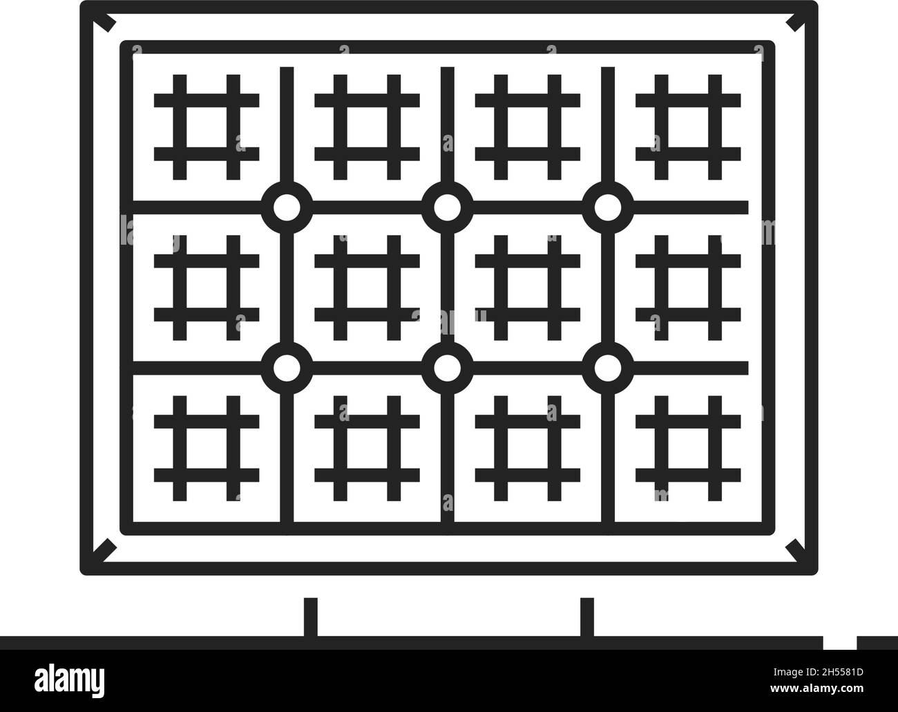 Solar panel generating pure electricity isolated thin line icon. Vector ...