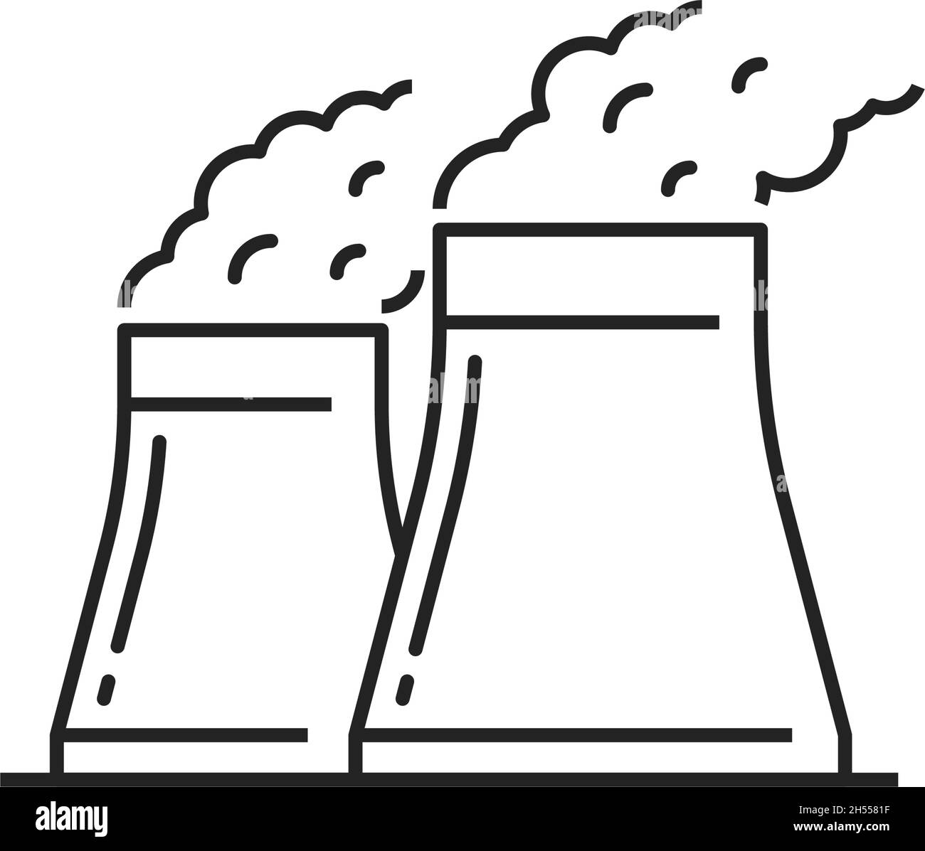 Nuclear or electrical power station isolated line art icon. Vector ...