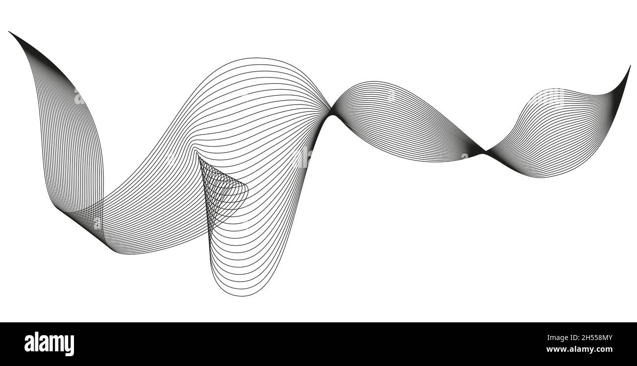 Wavy abstract stripes. Curved line vector elements for music design ...