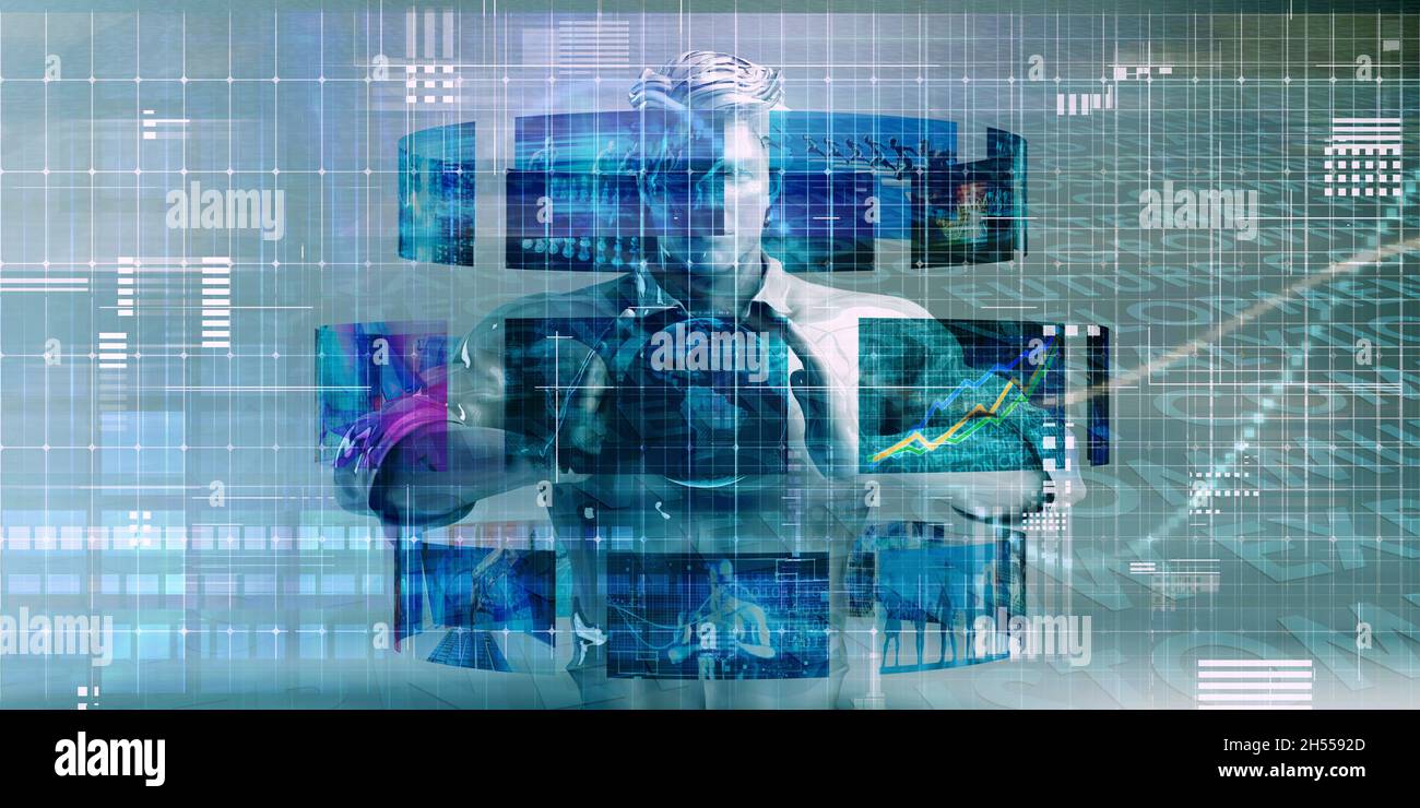 Empowered by Technology with Man Standing in Digital Portal Stock Photo ... Empowered by Technology with Man Standing in Digital Portal Stock Photo ...