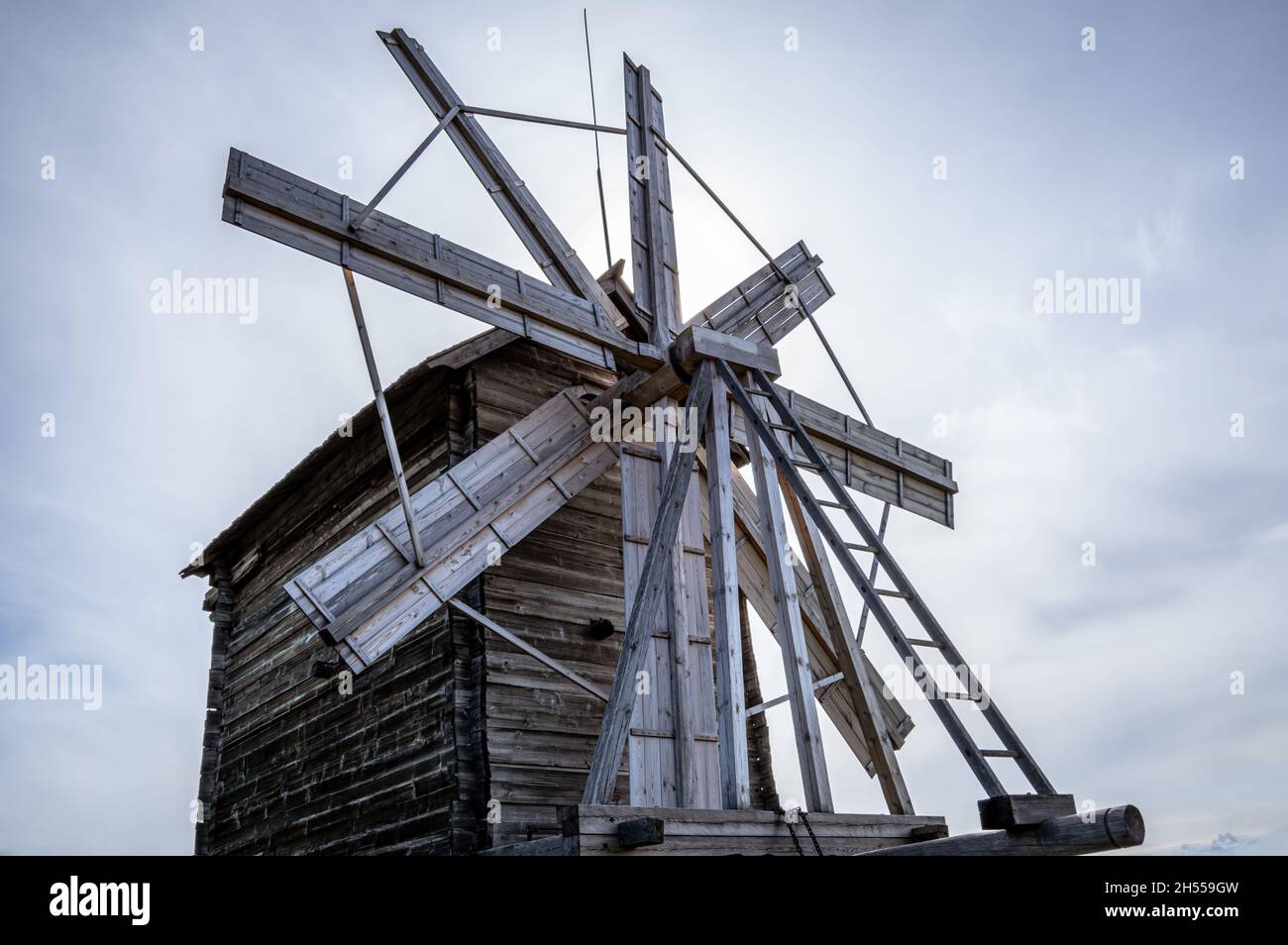 Ancient wooden windmill on the island of Kizhi, Russia Stock Photo - Alamy