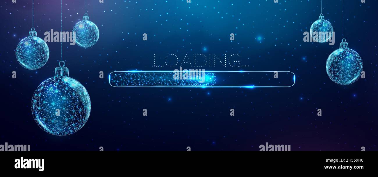 Wireframe Christmas stars and loading bar, low poly style. Merry ...
