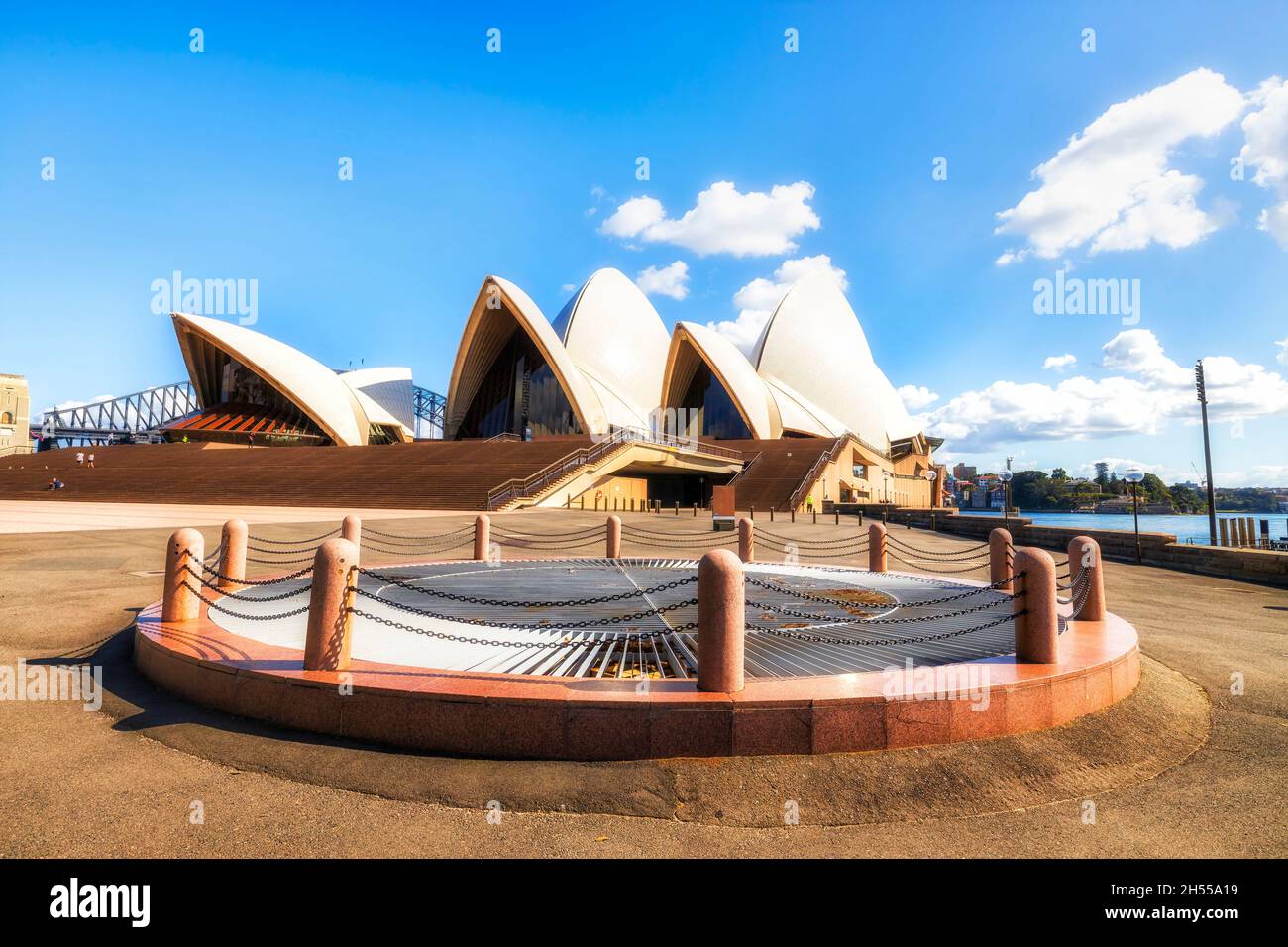 Public open space and square round architecture landmarks on shores of ...