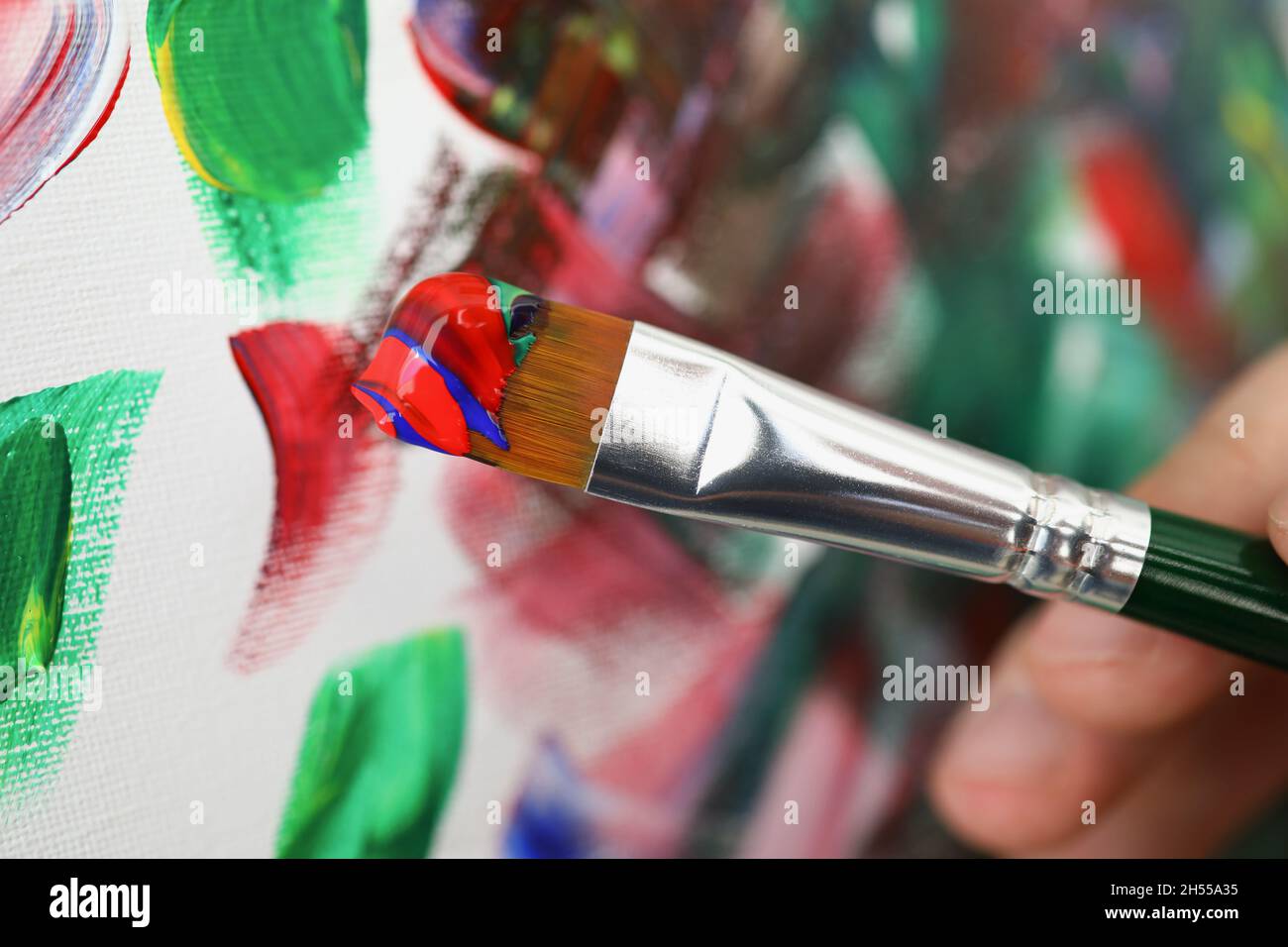 Oily textures on white canvas Stock Photo - Alamy