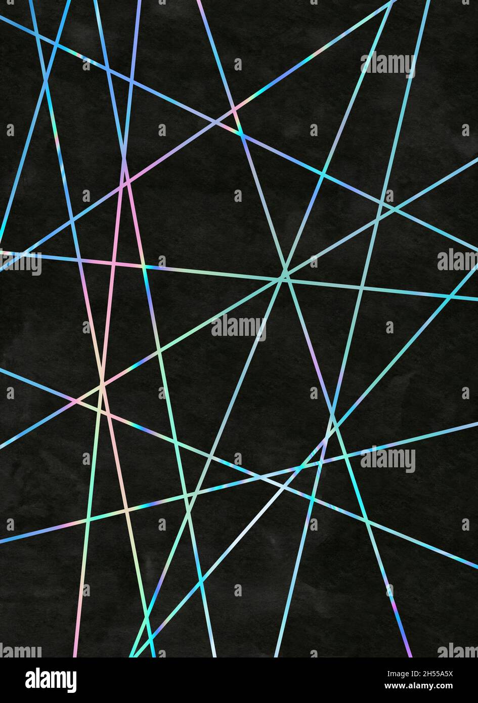 An illustration of thin rainbow lines isolated on a dark background ...