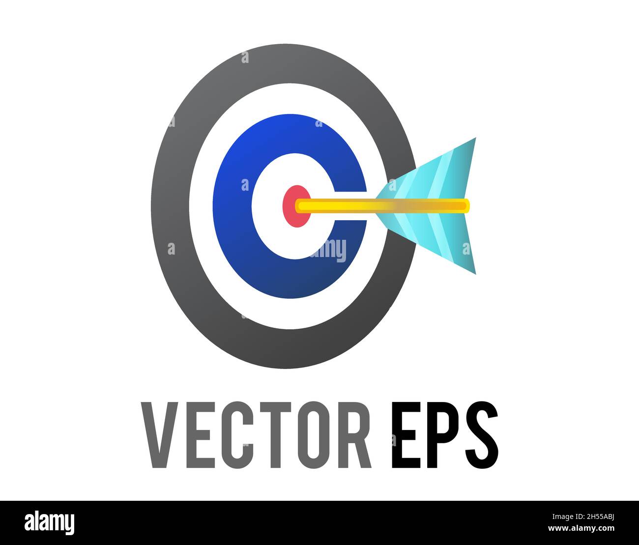 The isolated vector red white dart board icon with dart hitting the ...