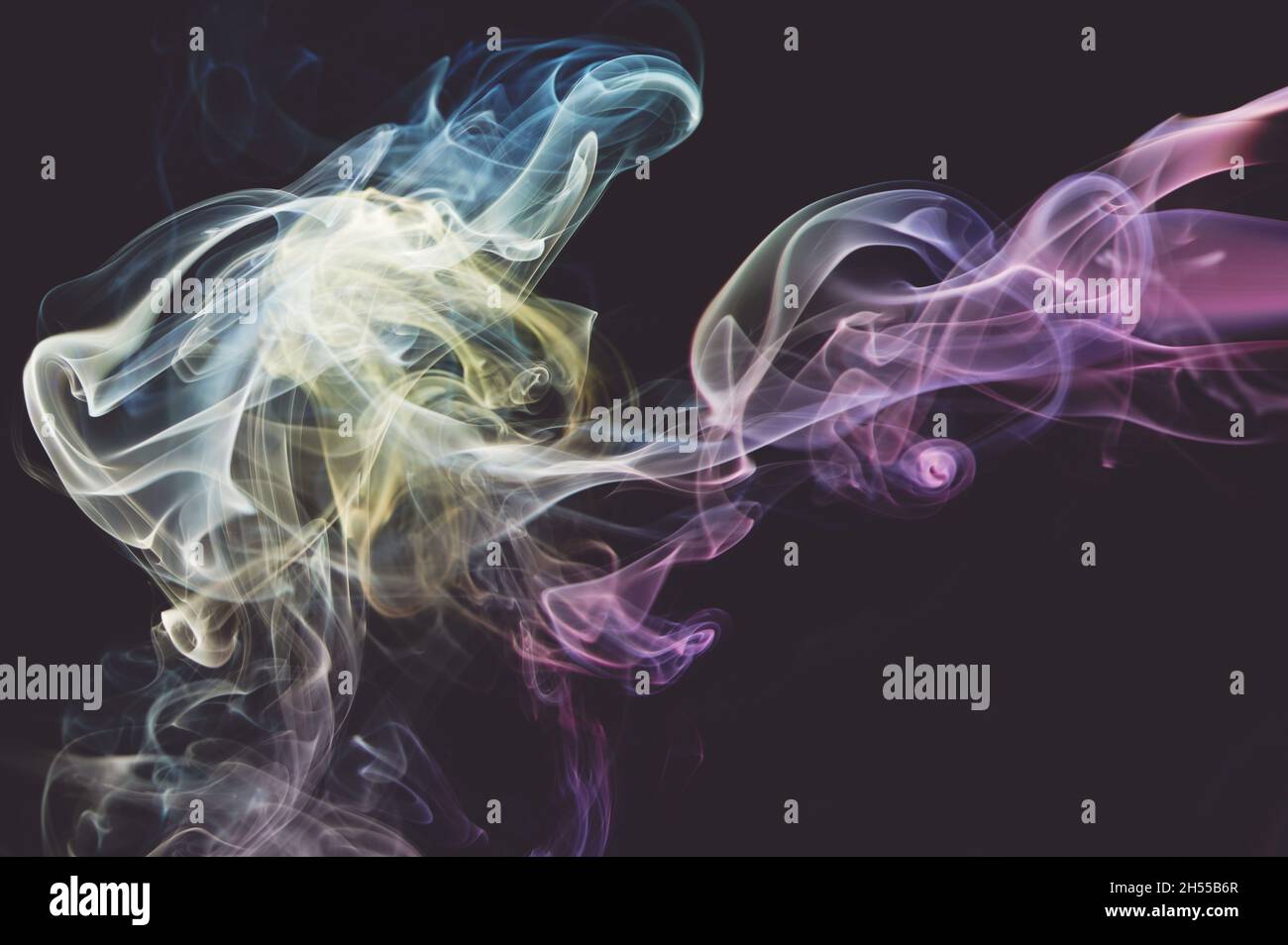 Abstract colorful wallpaper smoke curl dark background. Smoky backdrop ...