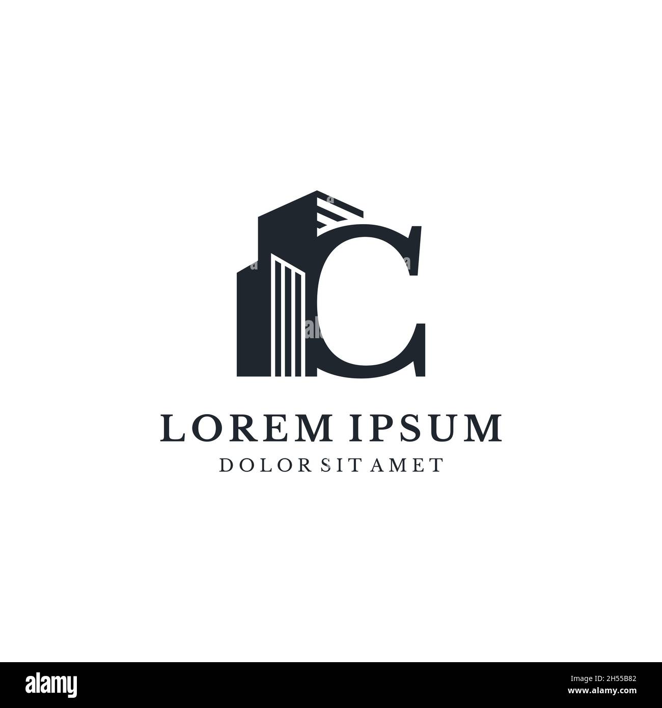 Letter C with building logo vector stock illustration design template ...