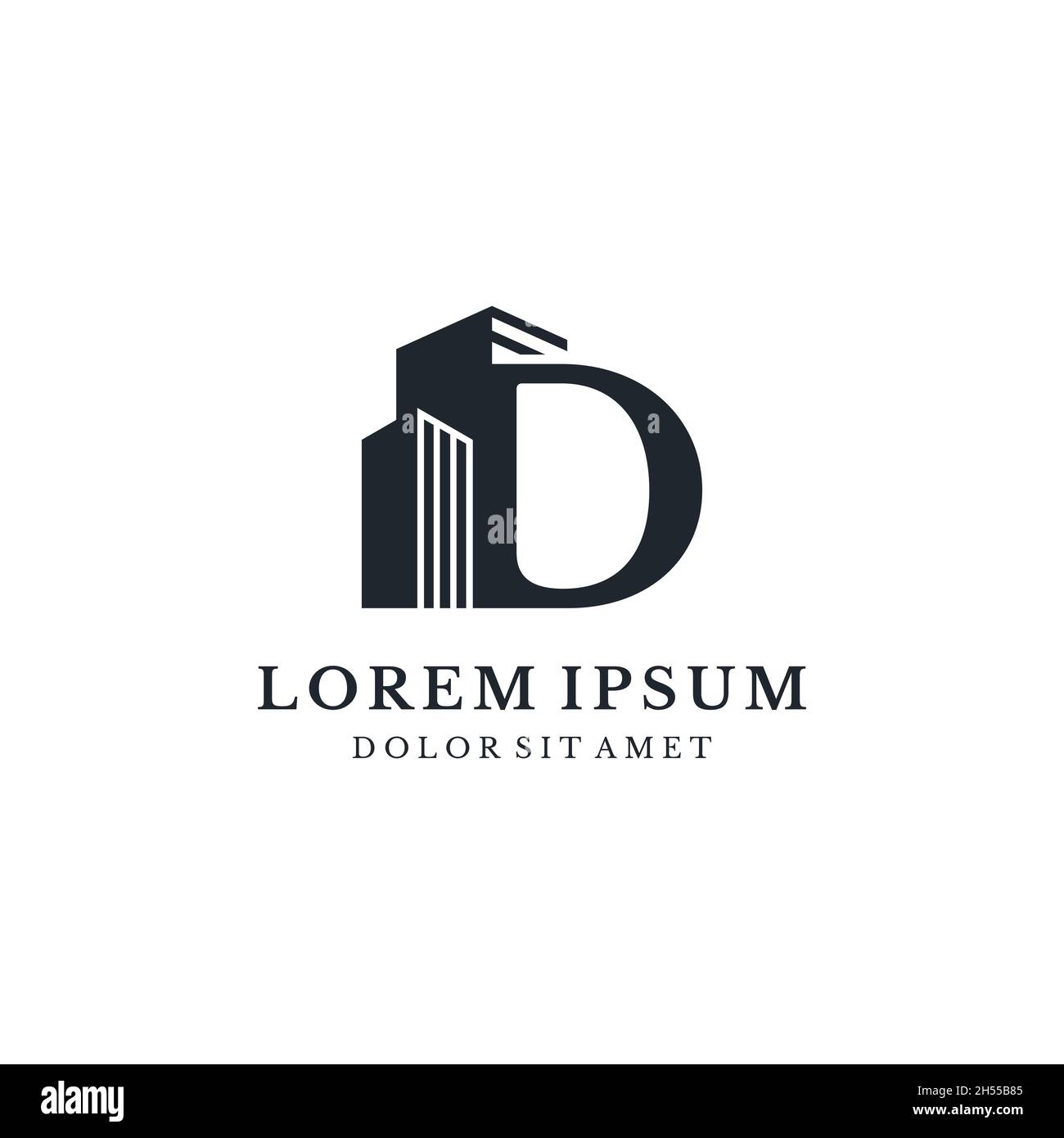 Letter D with building logo vector stock illustration design template ...