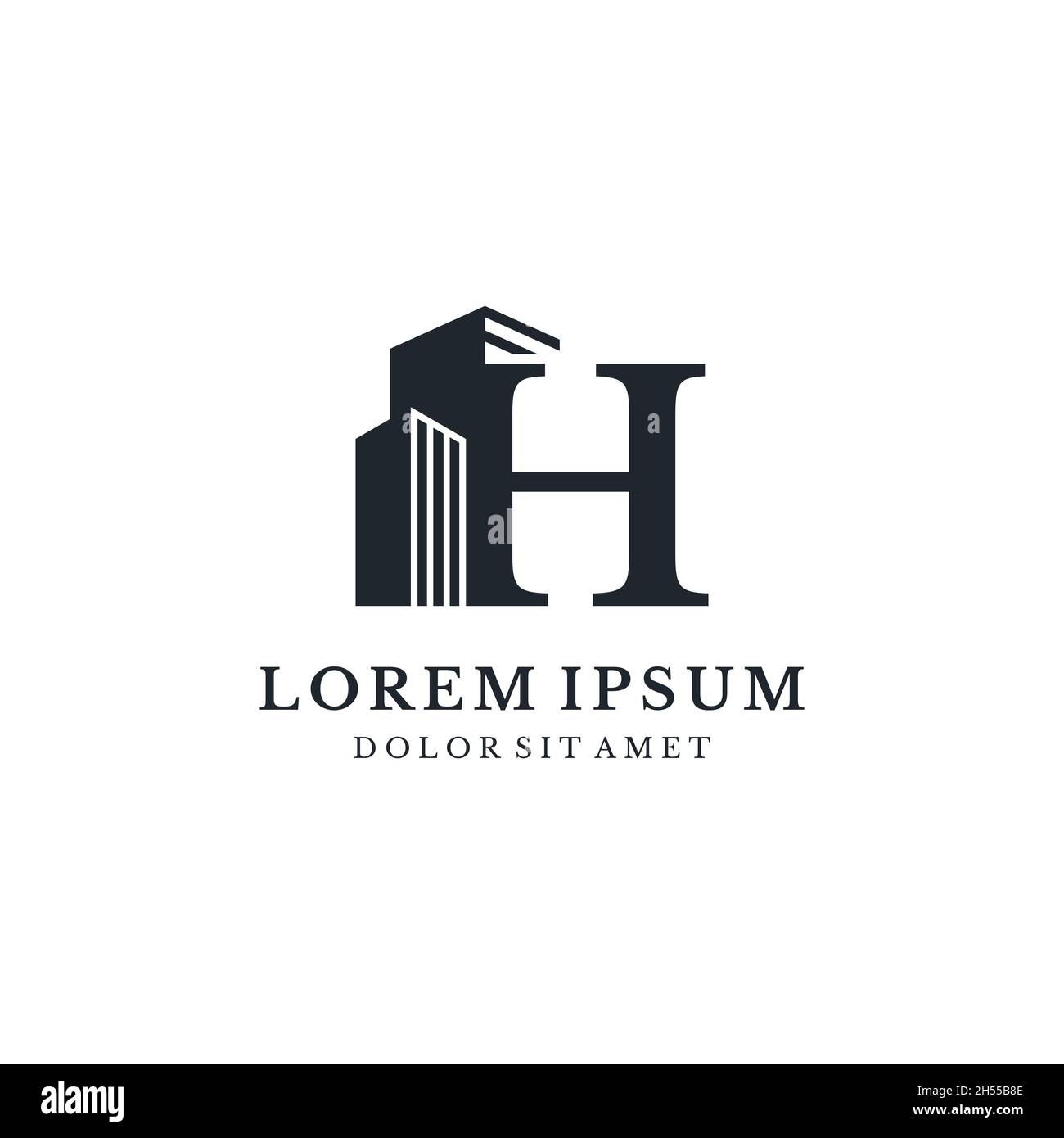 Letter H with building logo vector stock illustration design template ...