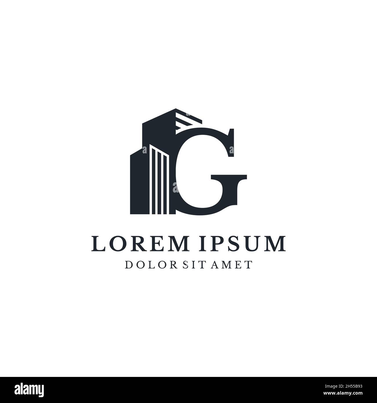 Letter G with building logo vector stock illustration design template ...