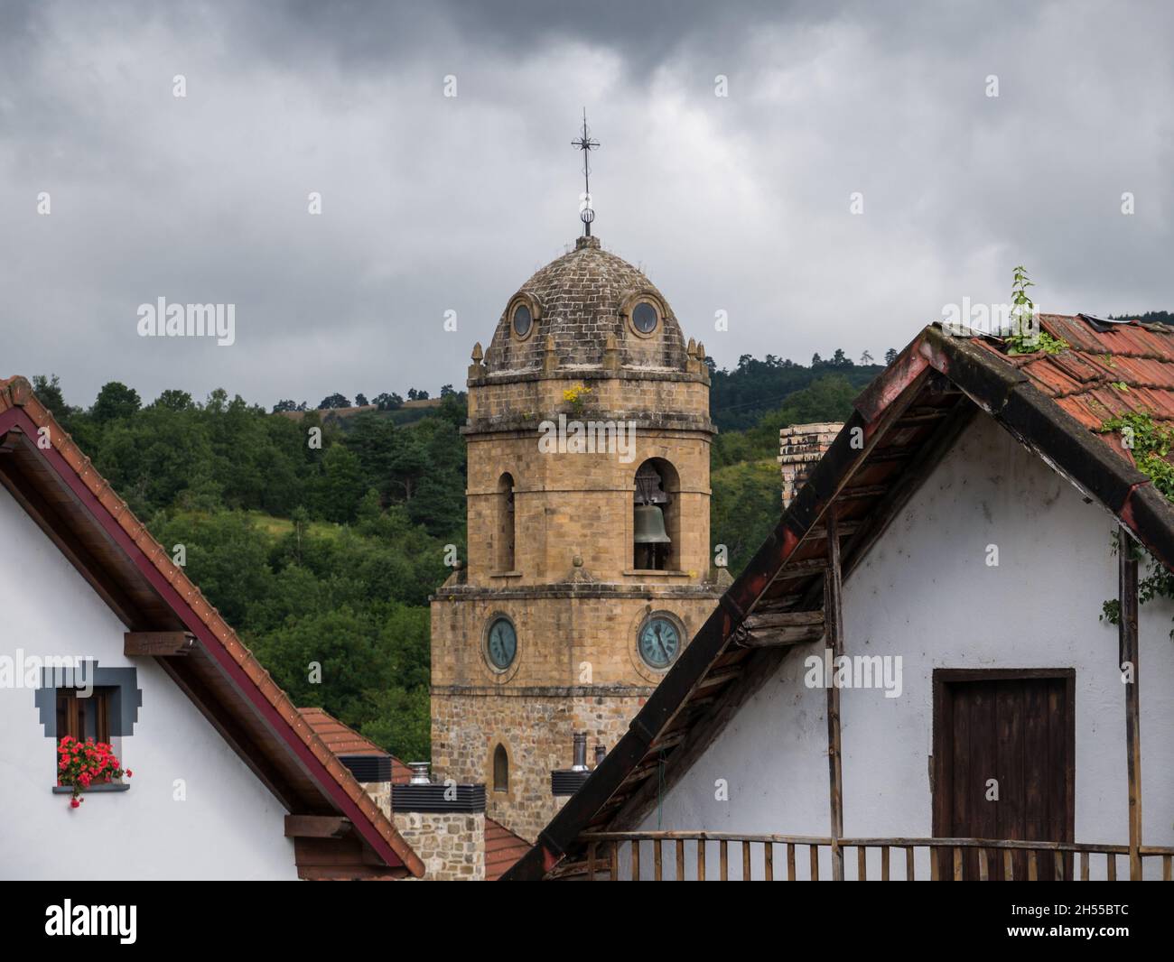 Church tower of Jaurrieta, Navarre, Spain Stock Photo - Alamy