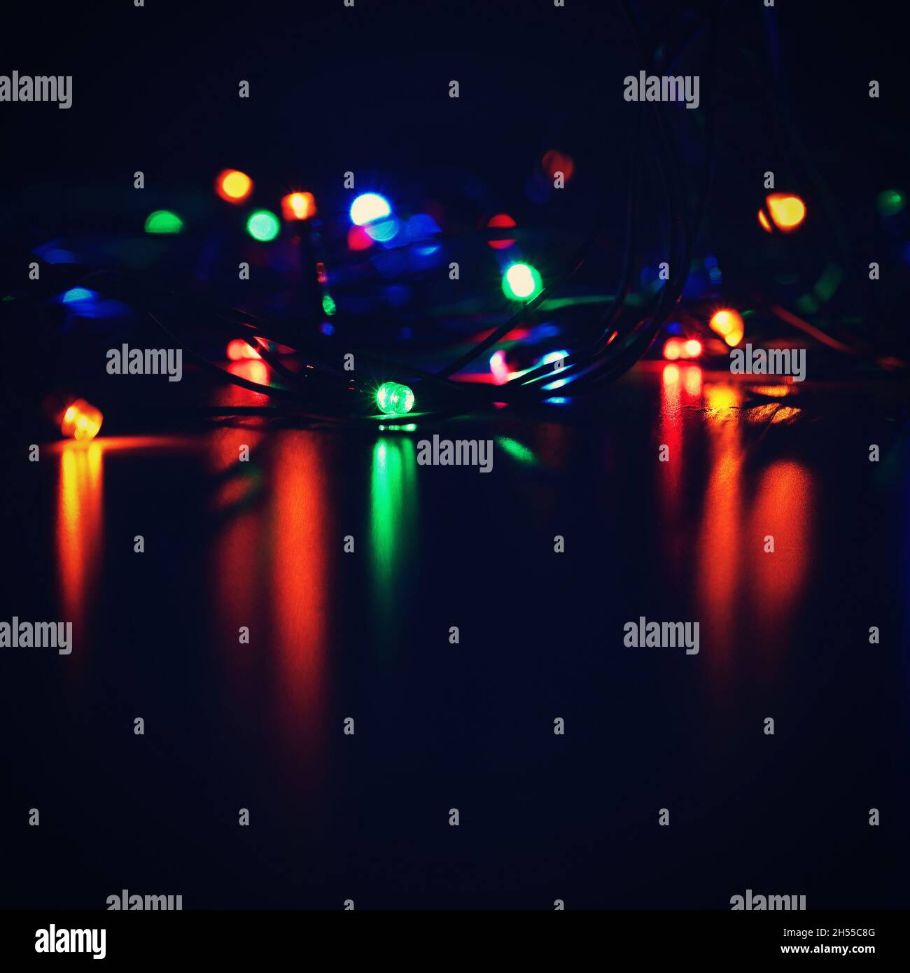 Christmas lights. Beautiful colorful abstract background with Christmas ...