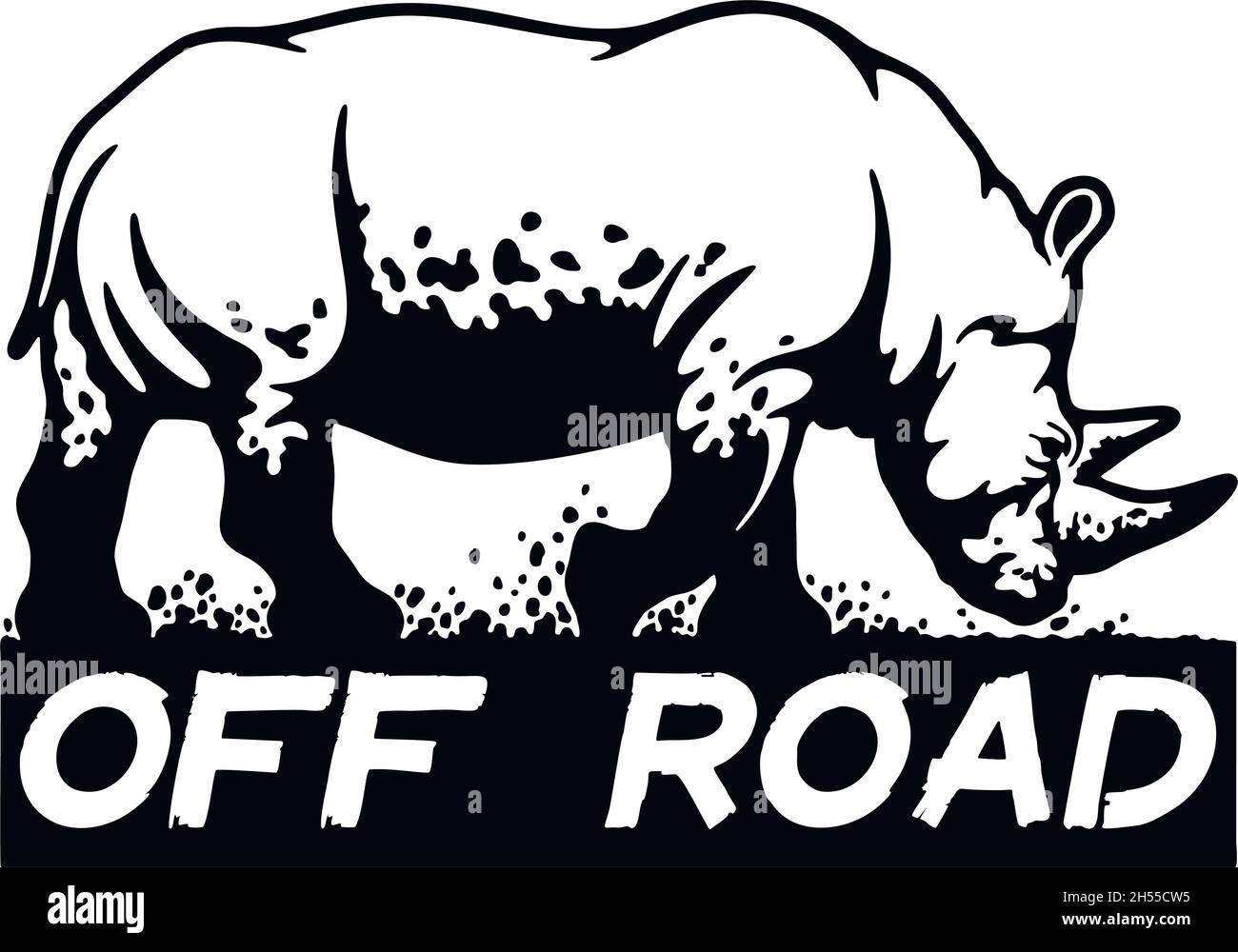 Rhinoceros, offroad - Sticker for car isolated on white. Vector stock ...