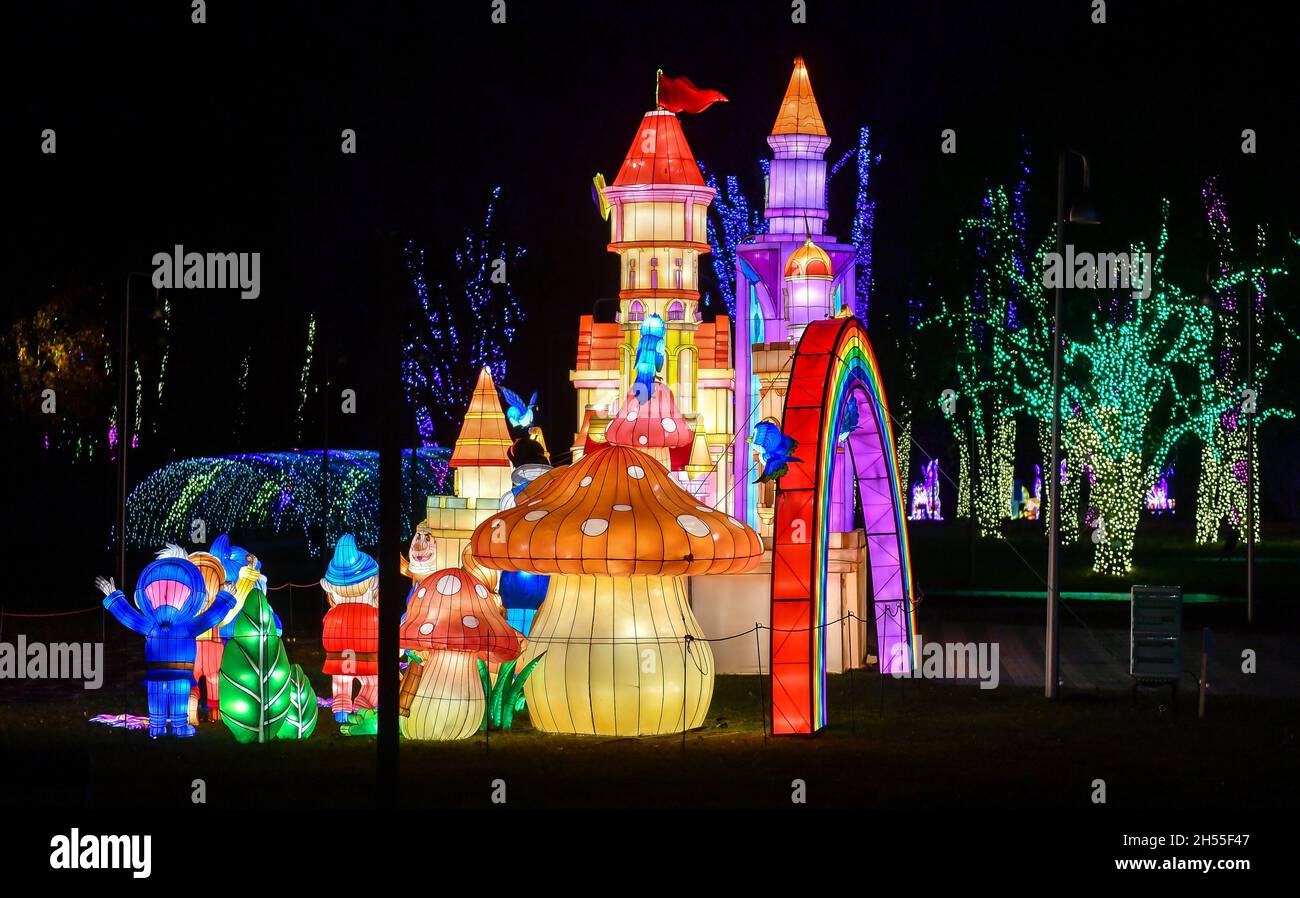 Illuminated princess castle at the garden of lights exhibition opened ...