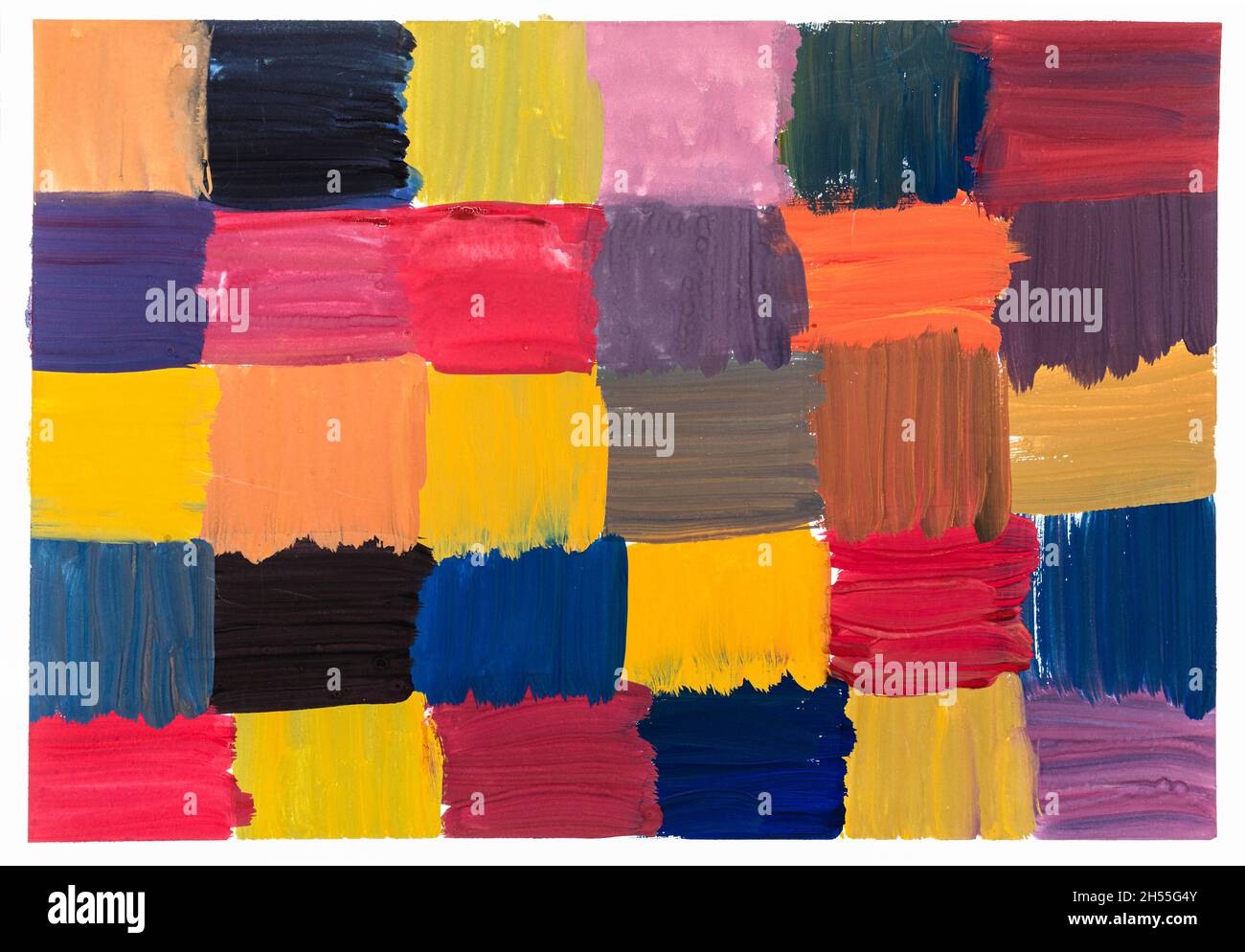 abstract colorful checkered pattern hand painted with dark gouache ...