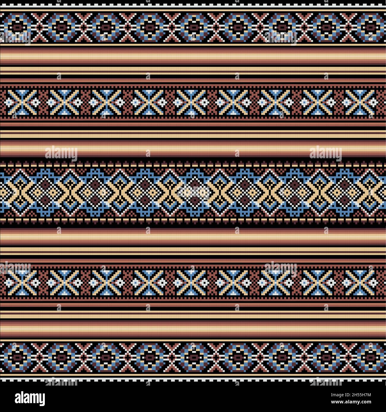 Ethnic ornamental background in blue and brown colors Stock Vector ...