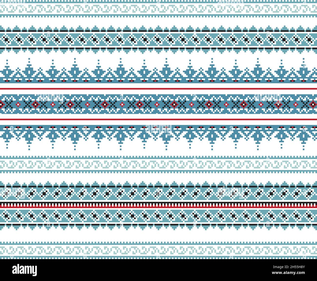 Set of Ethnic ornament pattern in blue colors Stock Vector Image & Art ...