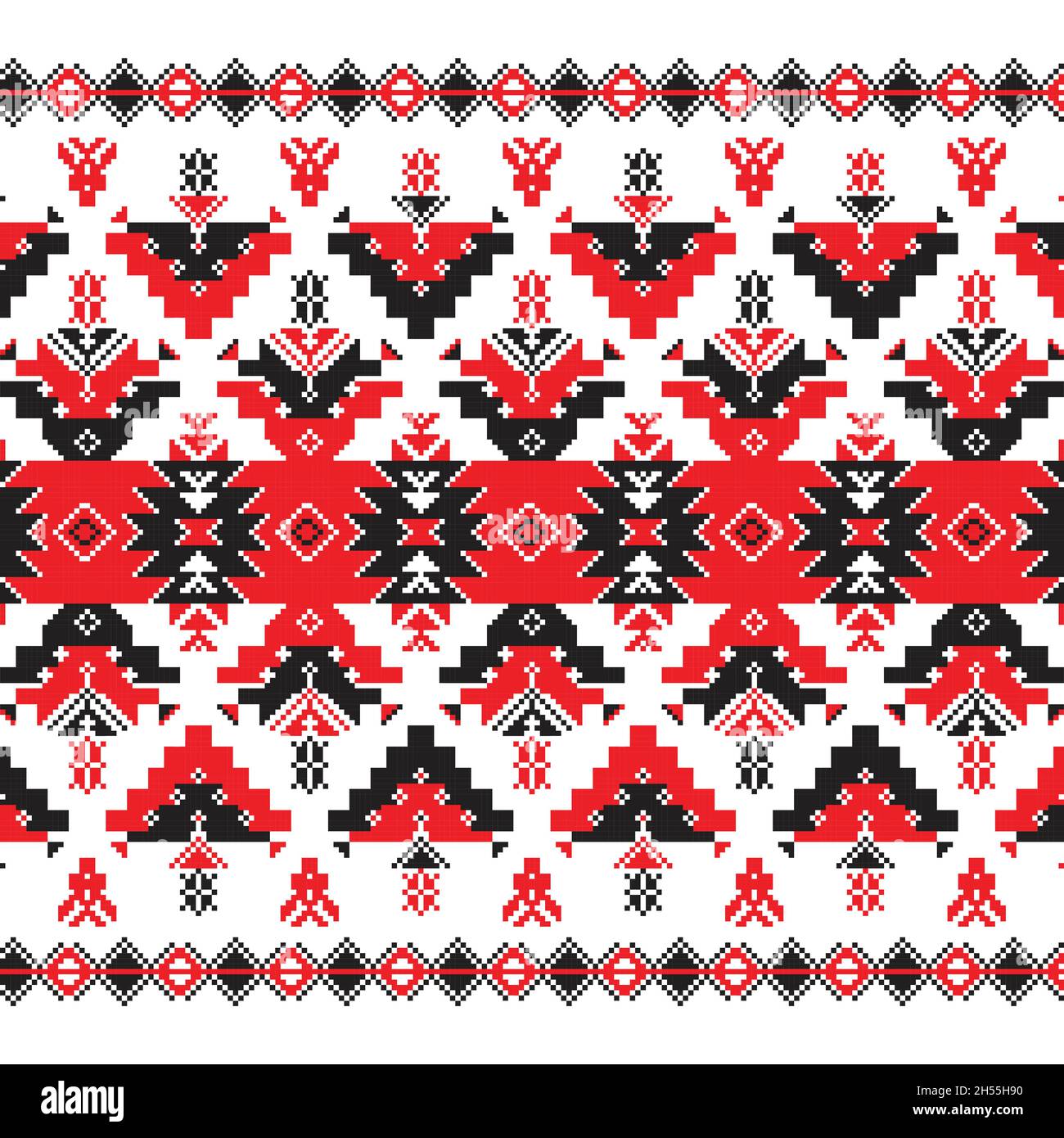 Set of Ethnic ornament pattern in red and black colors Stock Vector ...