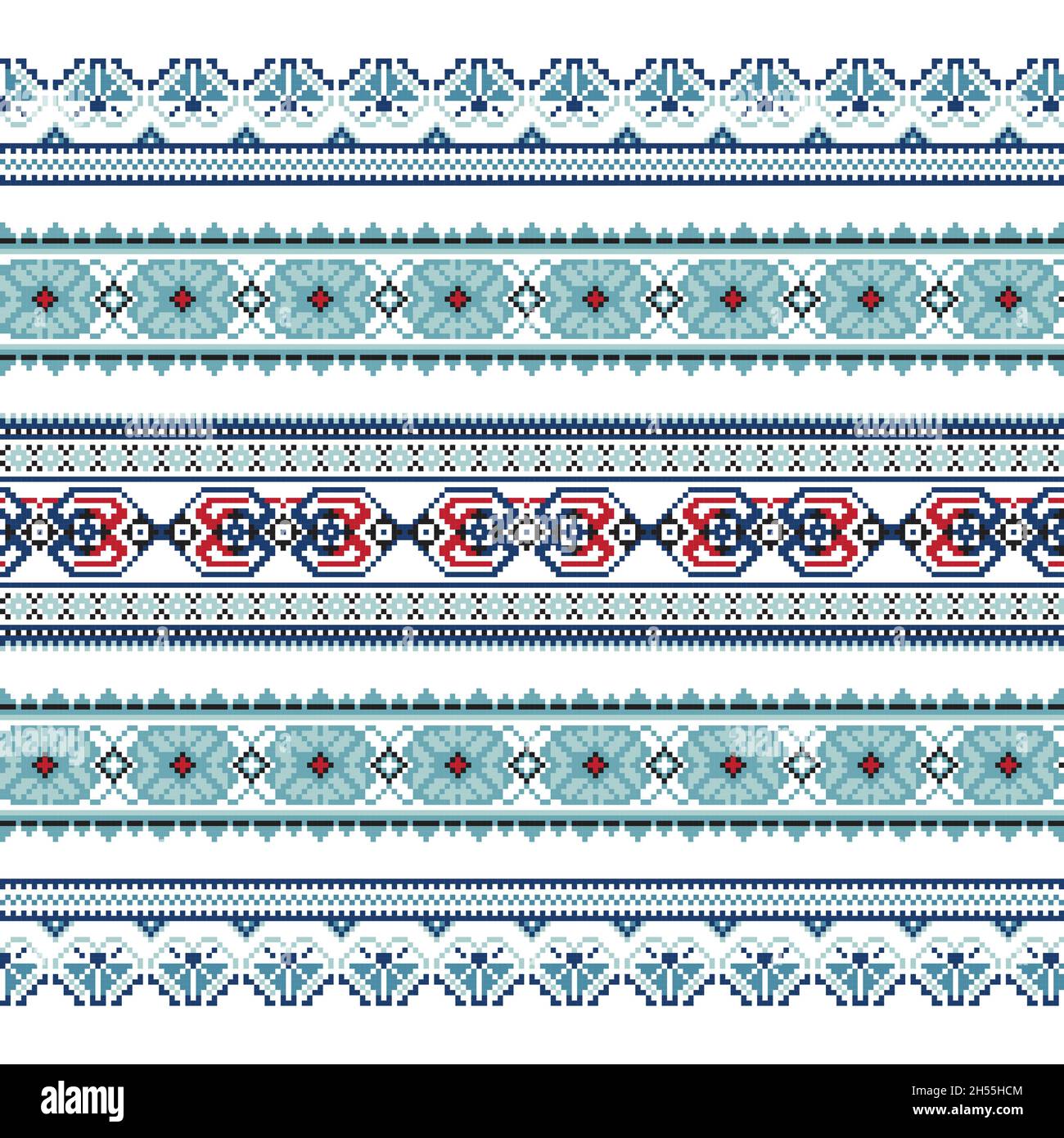 Set of Ethnic ornament pattern in blue colors Stock Vector Image & Art ...