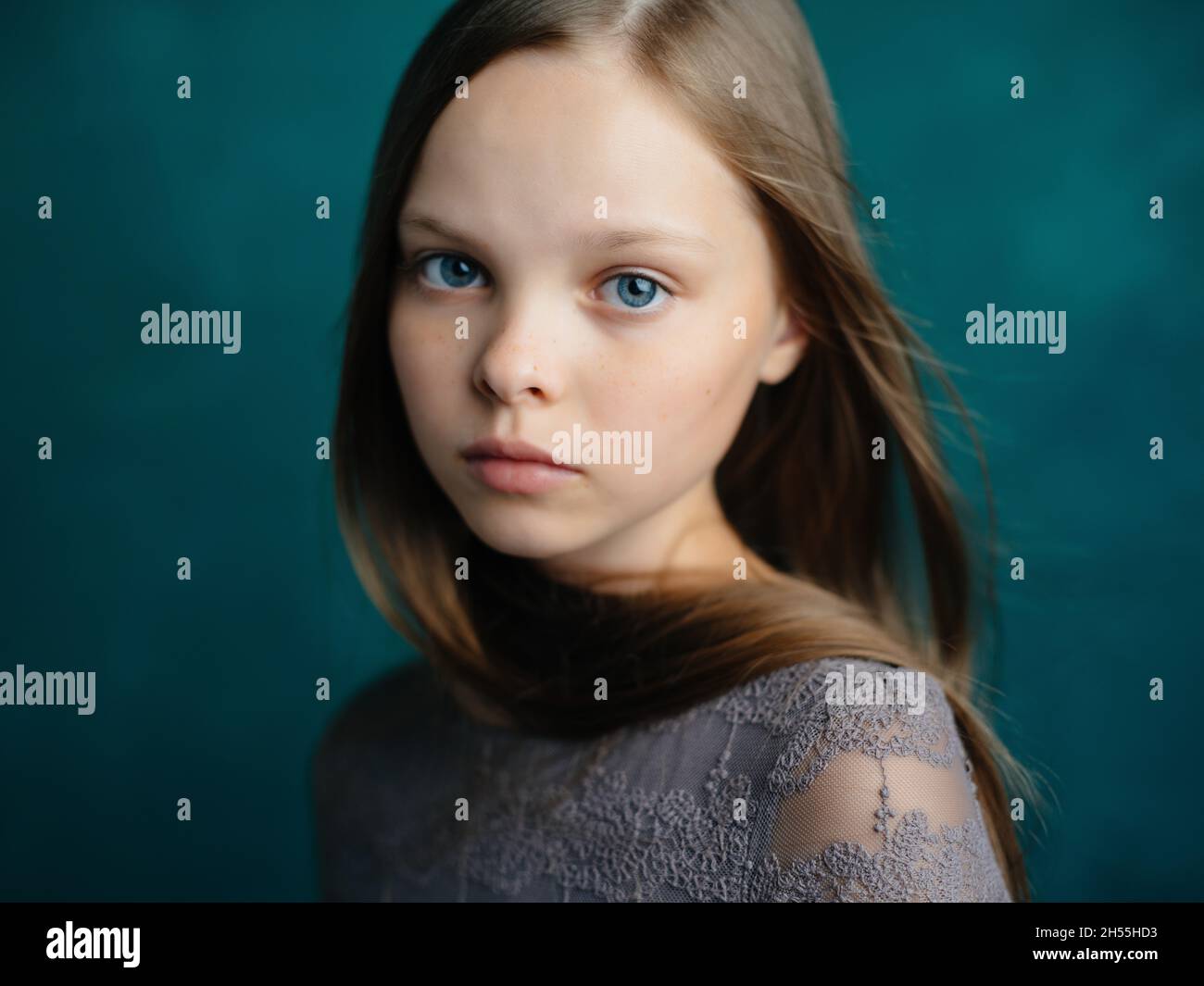 girl with blue hair depression emotions sad facial expression Stock ...