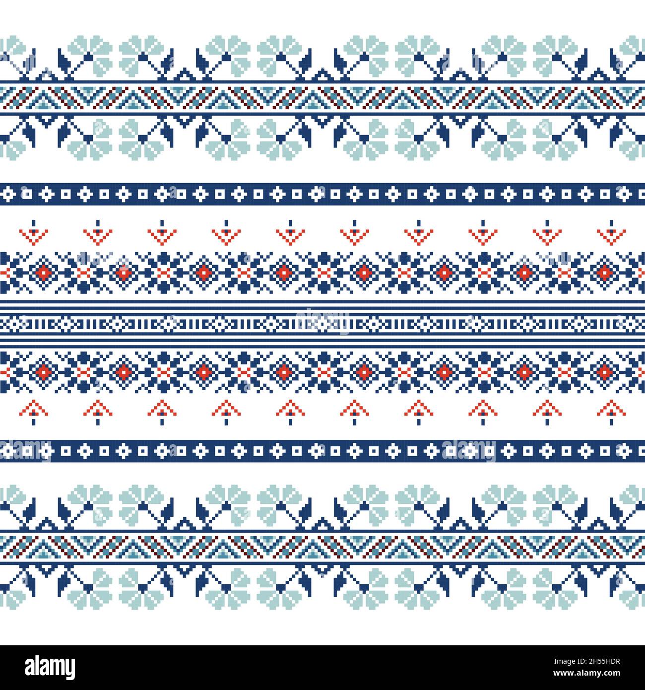Set of Ethnic ornament pattern in blue colors Stock Vector Image & Art ...