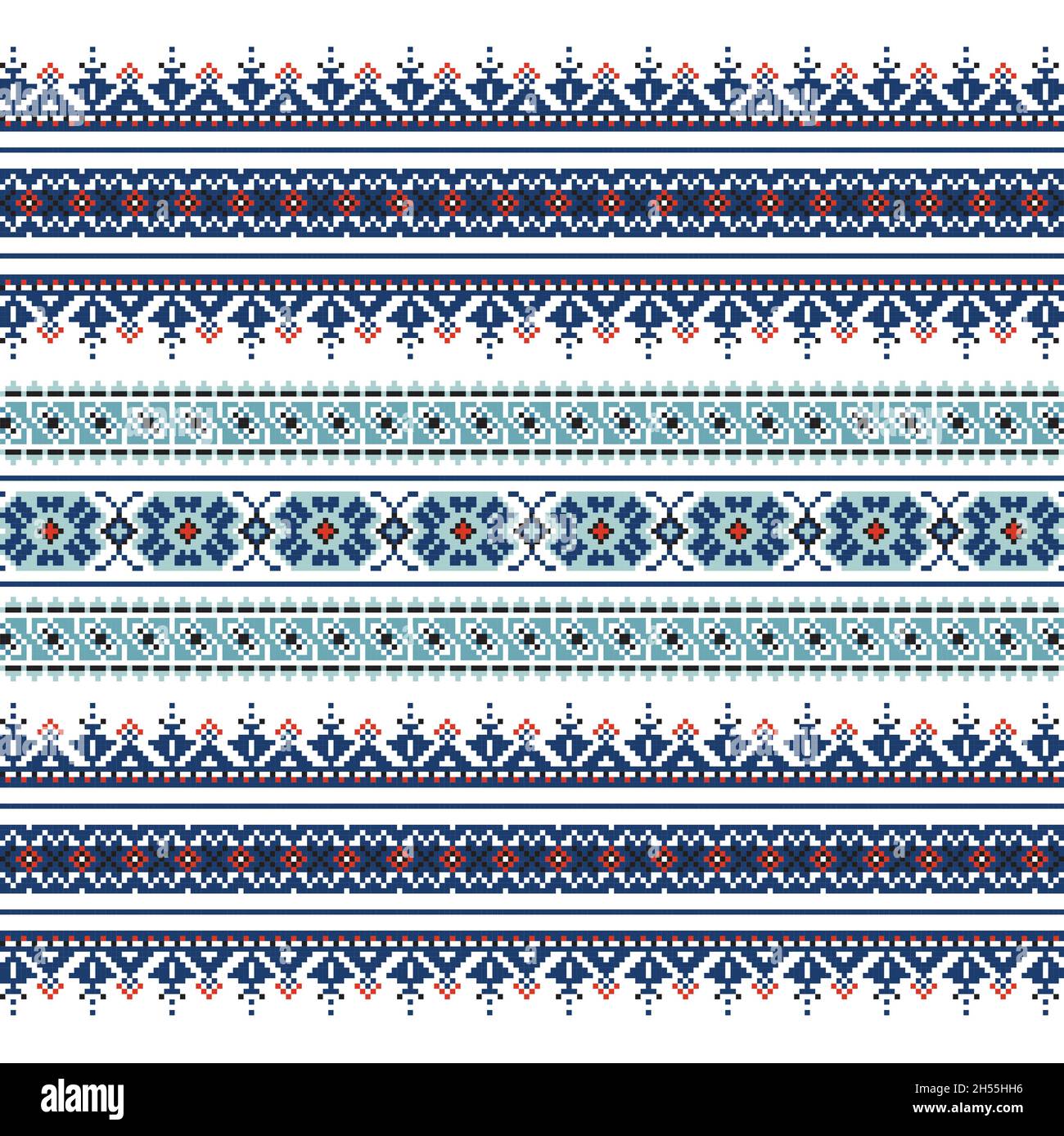 Set of Ethnic ornament pattern in blue colors Stock Vector Image & Art ...