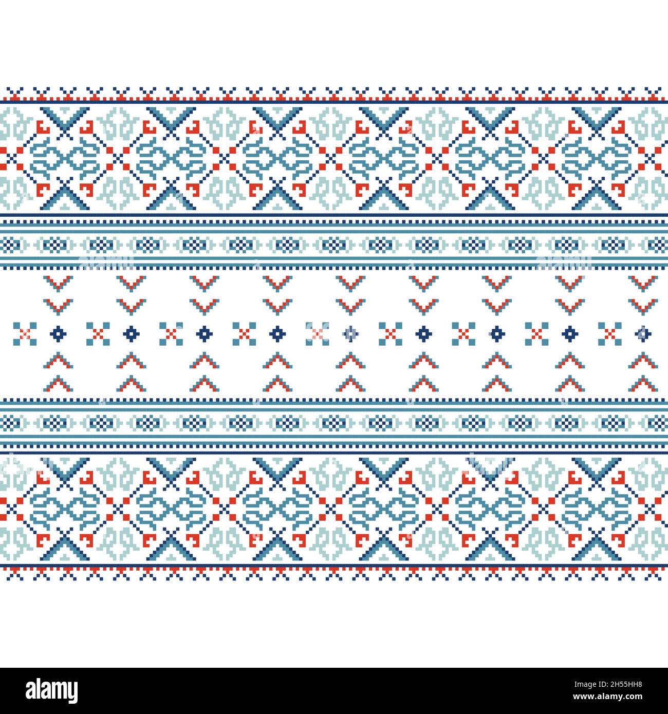 Set of Ethnic ornament pattern in blue colors Stock Vector Image & Art ...