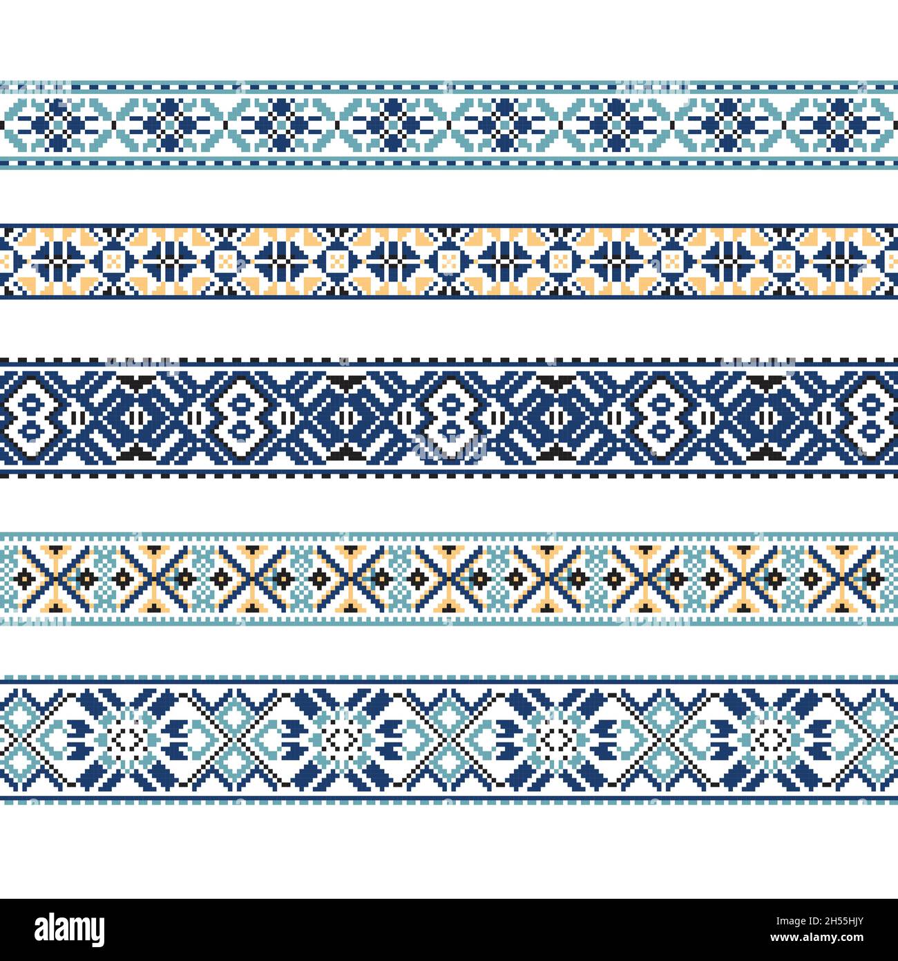 Set of Ethnic ornament pattern in blue colors Stock Vector Image & Art ...