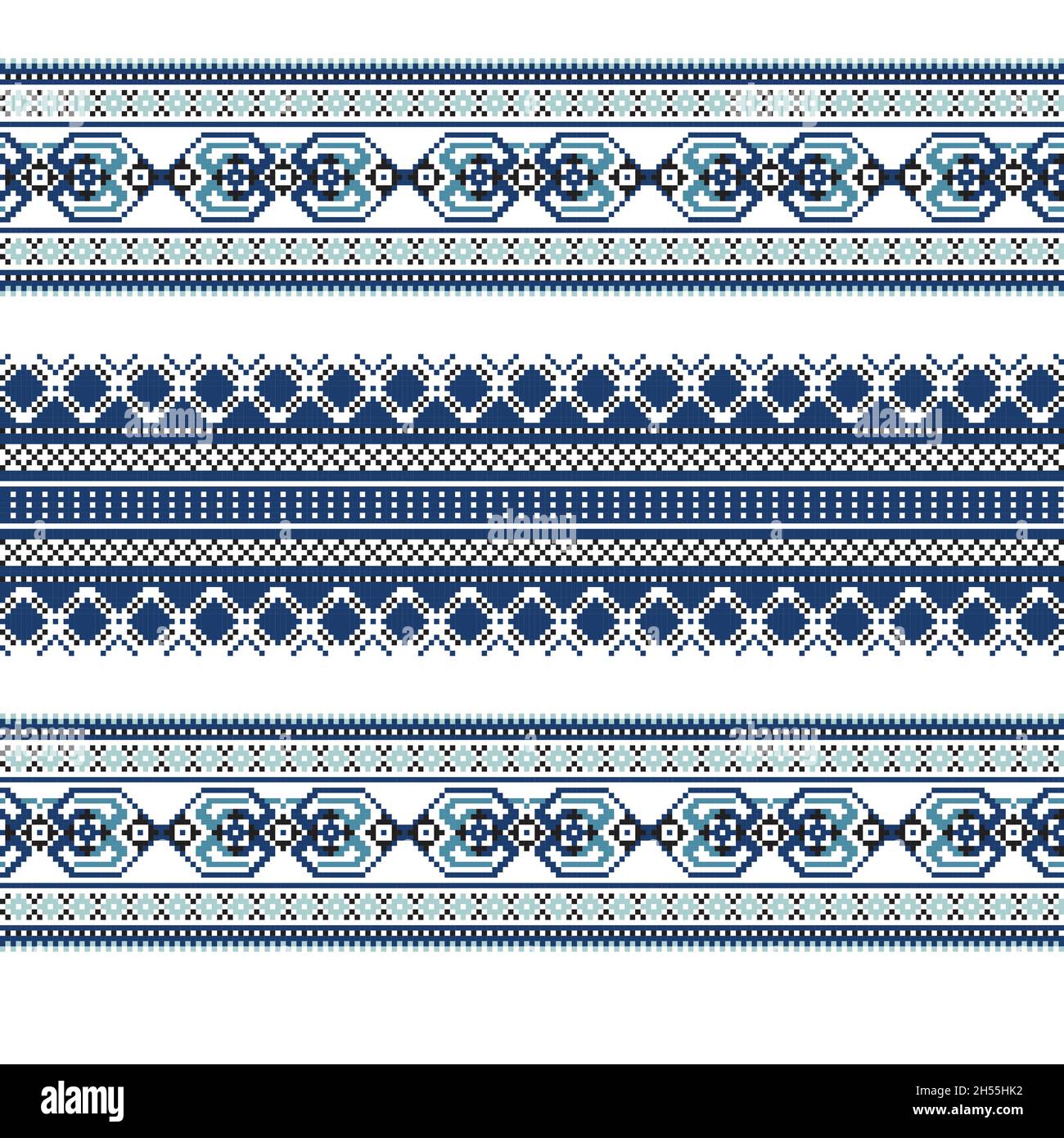 Set of Ethnic ornament pattern in blue colors Stock Vector Image & Art ...