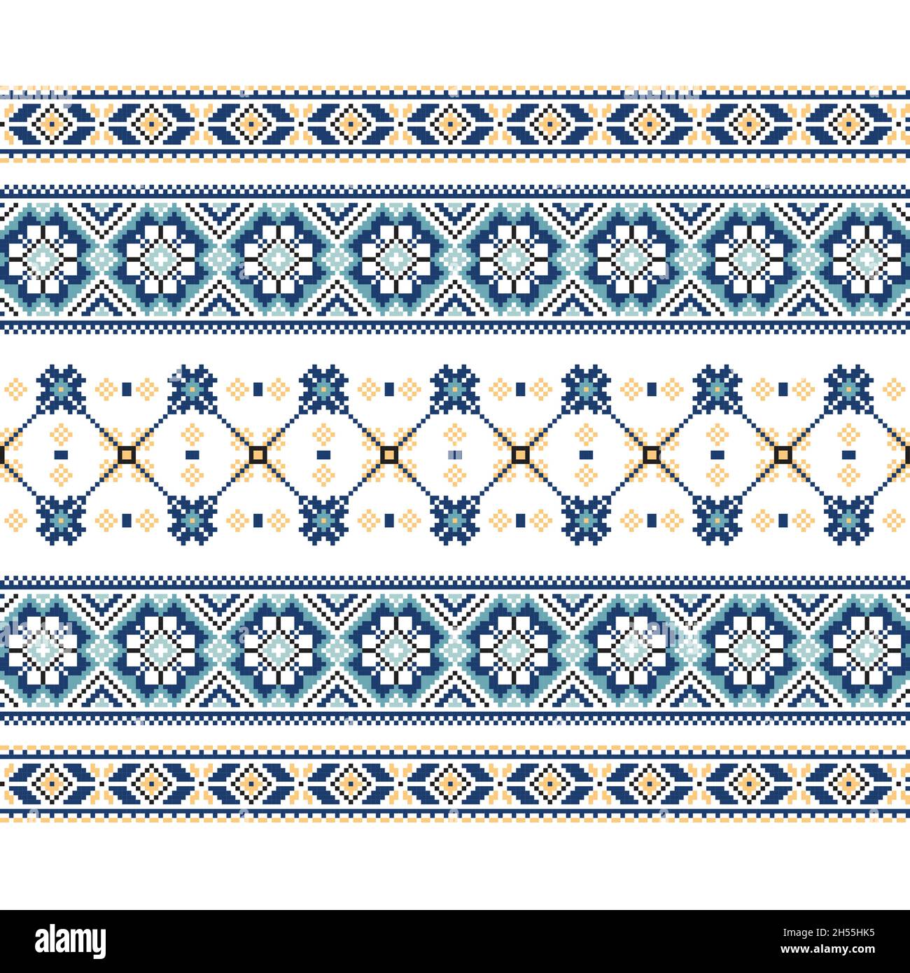Set of Ethnic ornament pattern in blue colors Stock Vector Image & Art ...