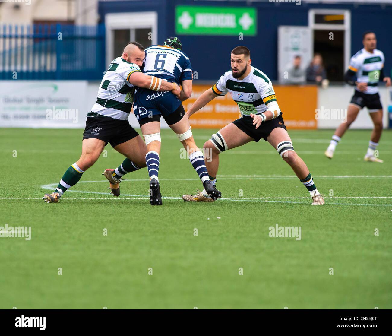 Toby Williams of Nottingham attacks Adam Peters of Coventry during the ...