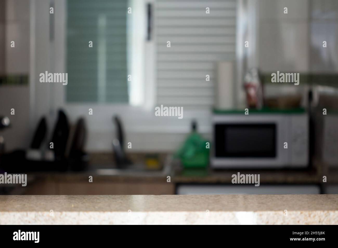 Blurred modern kitchen. Interior and background concept Stock Photo - Alamy