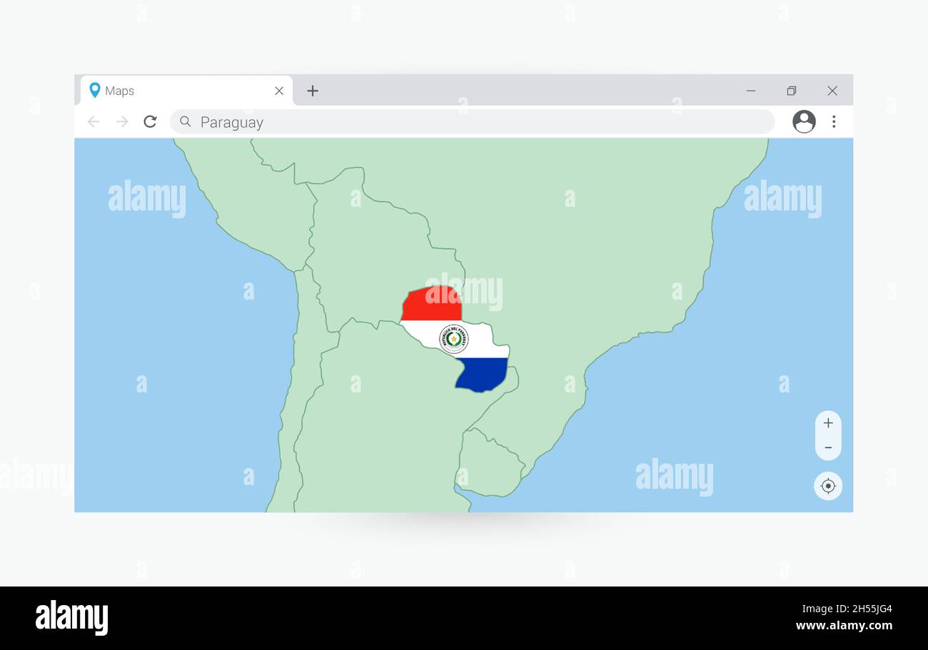 Browser window with map of Paraguay, searching Paraguay in internet ...